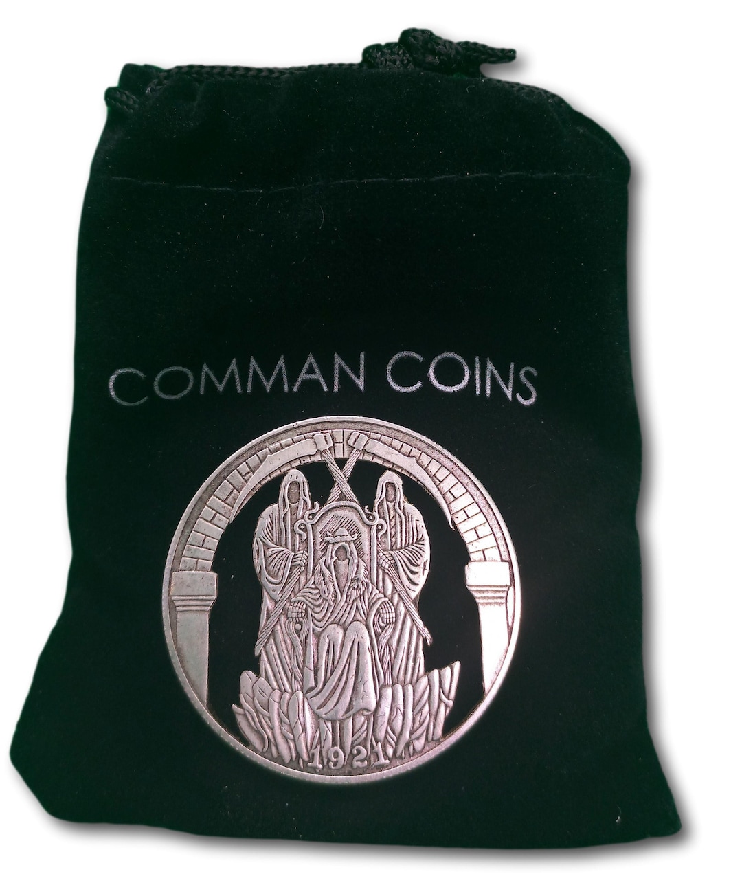 Hobo Coin Cut Coin Angel of Death Sitting on Throne Devil US - Etsy