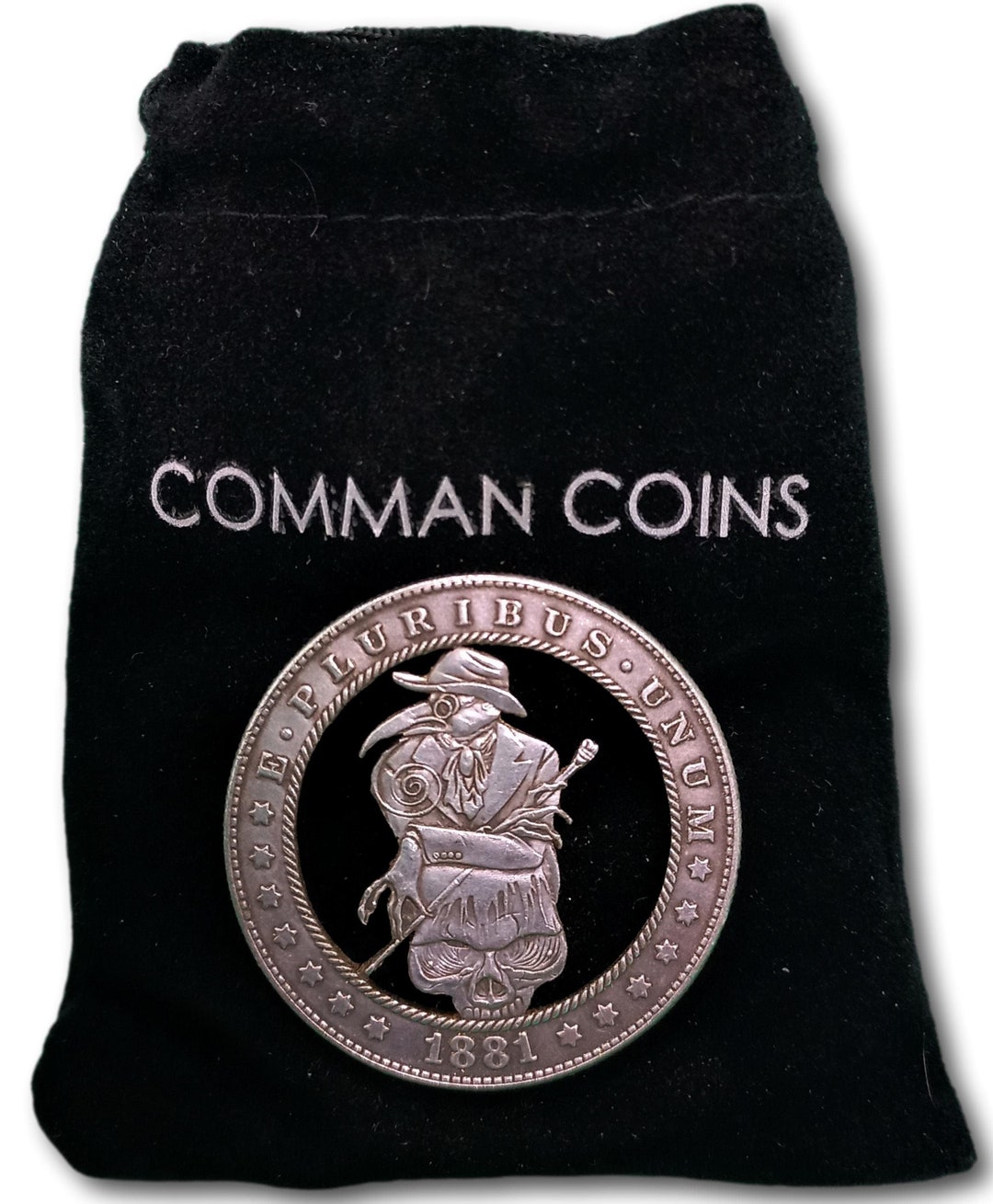 Hobo Cut Coin Black Plague Doctor of Death Skull Goth Cosplay Fantasy ...