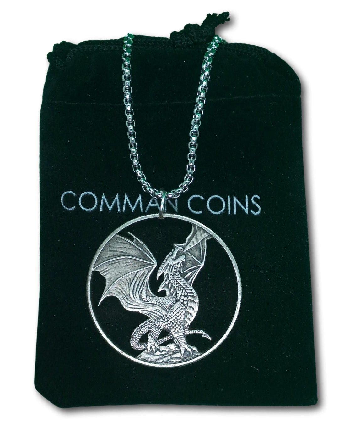 Cut Coin Hobo Coin Necklace Collection Flying Dragon Medieval Old ...