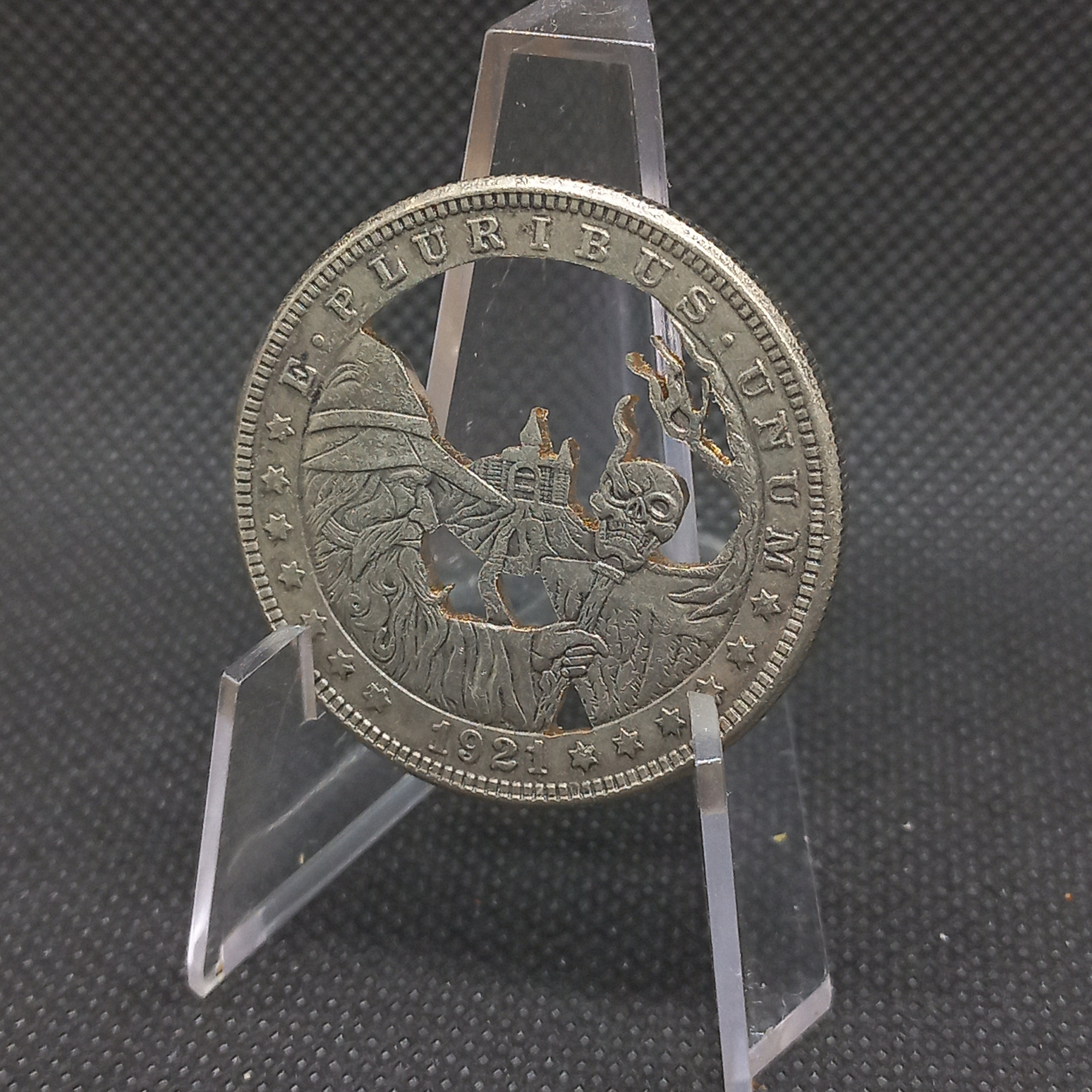 Hobo Cut Coin Medieval Castle Dark Wizard Black Magic Skull Goth Black ...