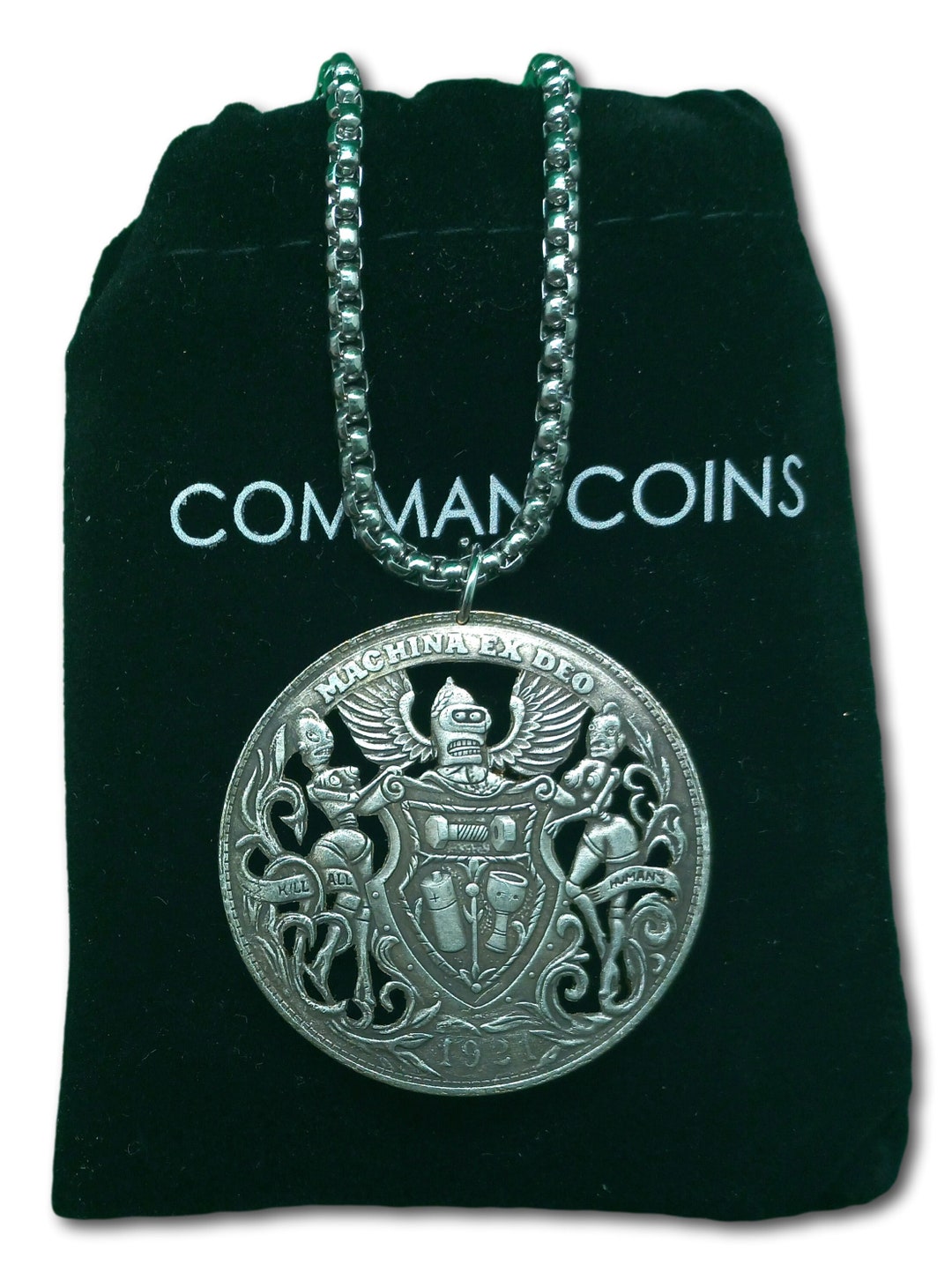 Cut Coin Hobo Coin Necklace Bender Robot Futurama Kill All Humans ...
