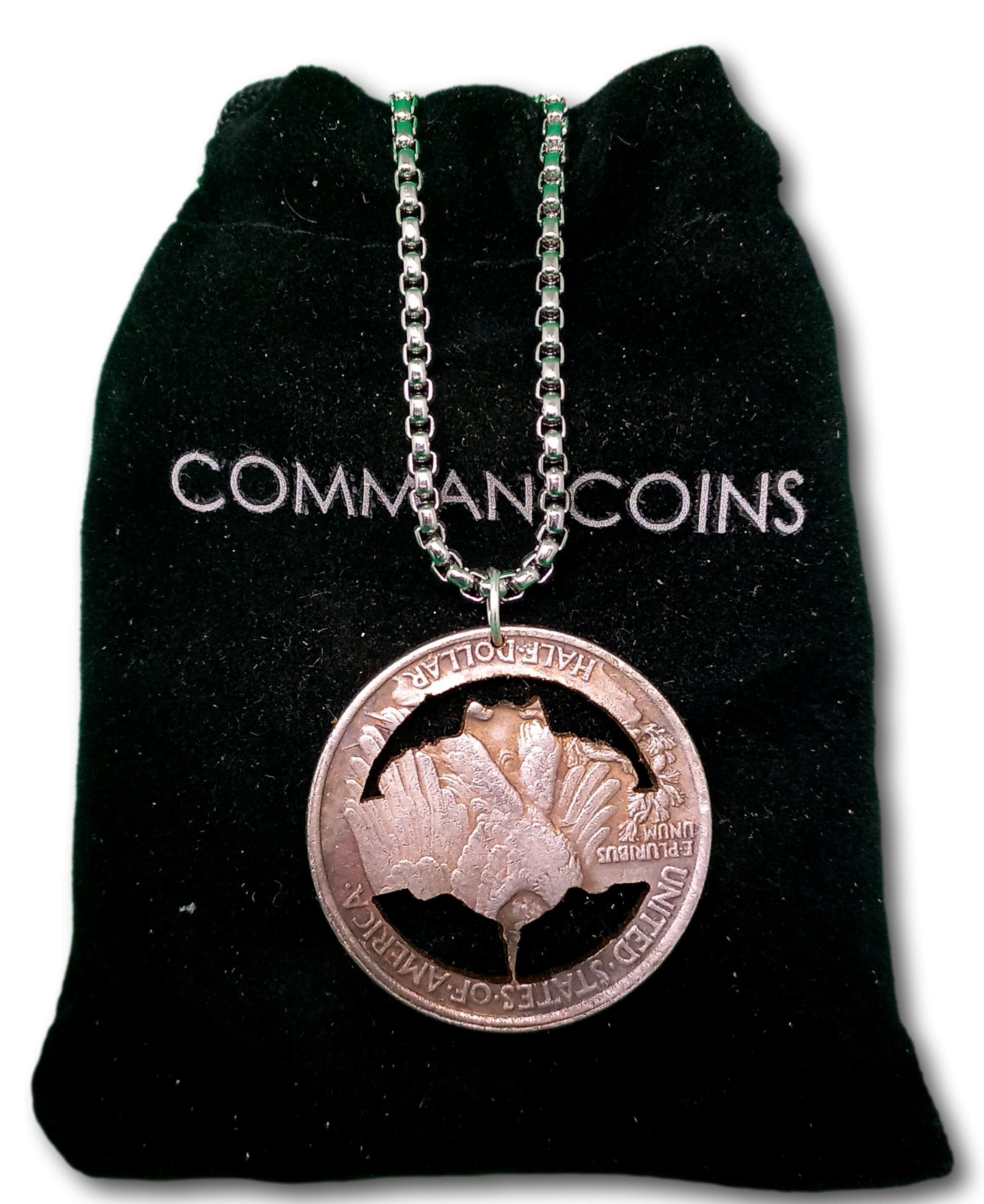 Cut Coin Hobo Coin Necklace Diablo God of Death Lucifer Hell Satin Goth ...