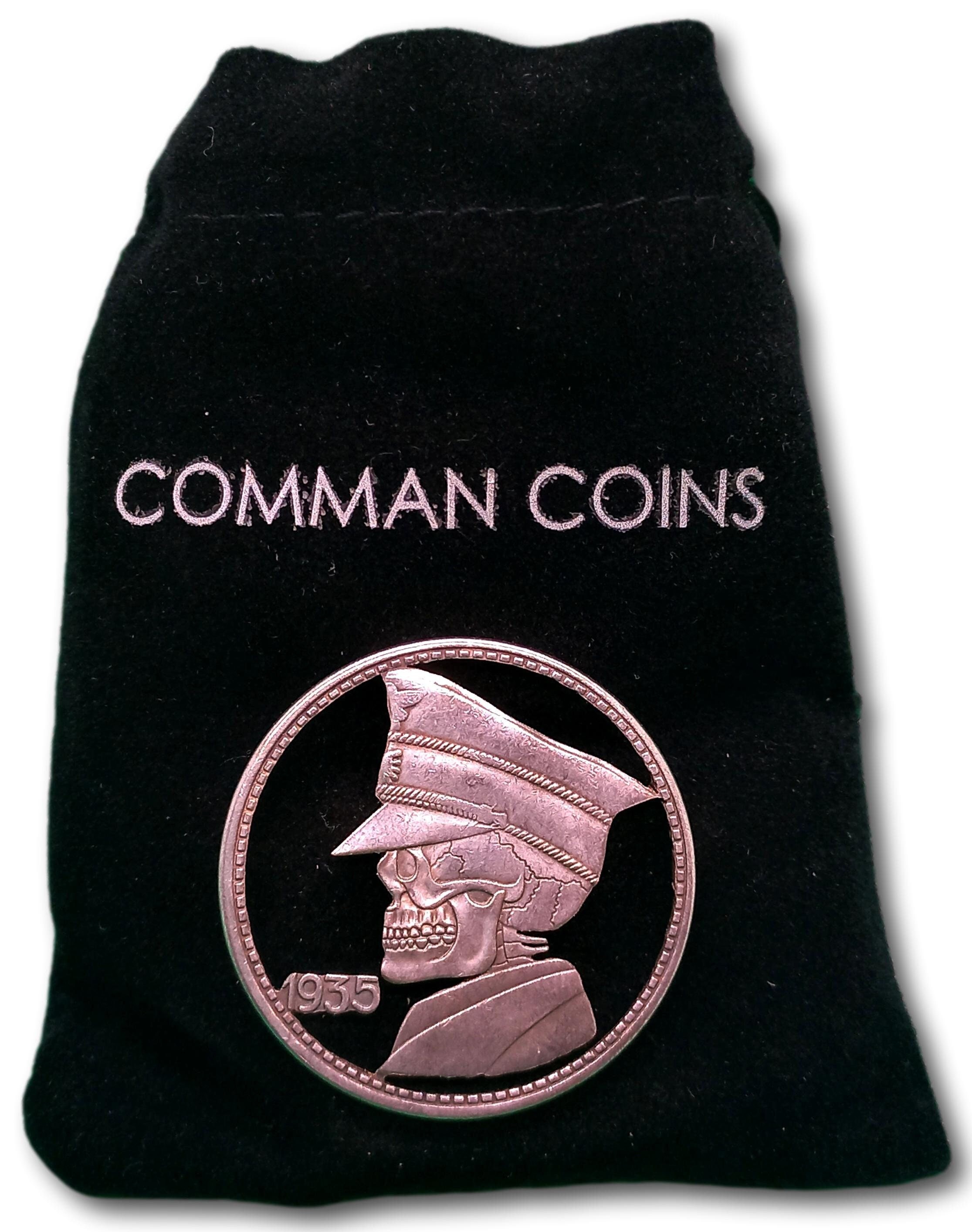 Cut Coin Hobo Coin World War 2 Skull 1935 German 5 Mark WW2 Officer ...
