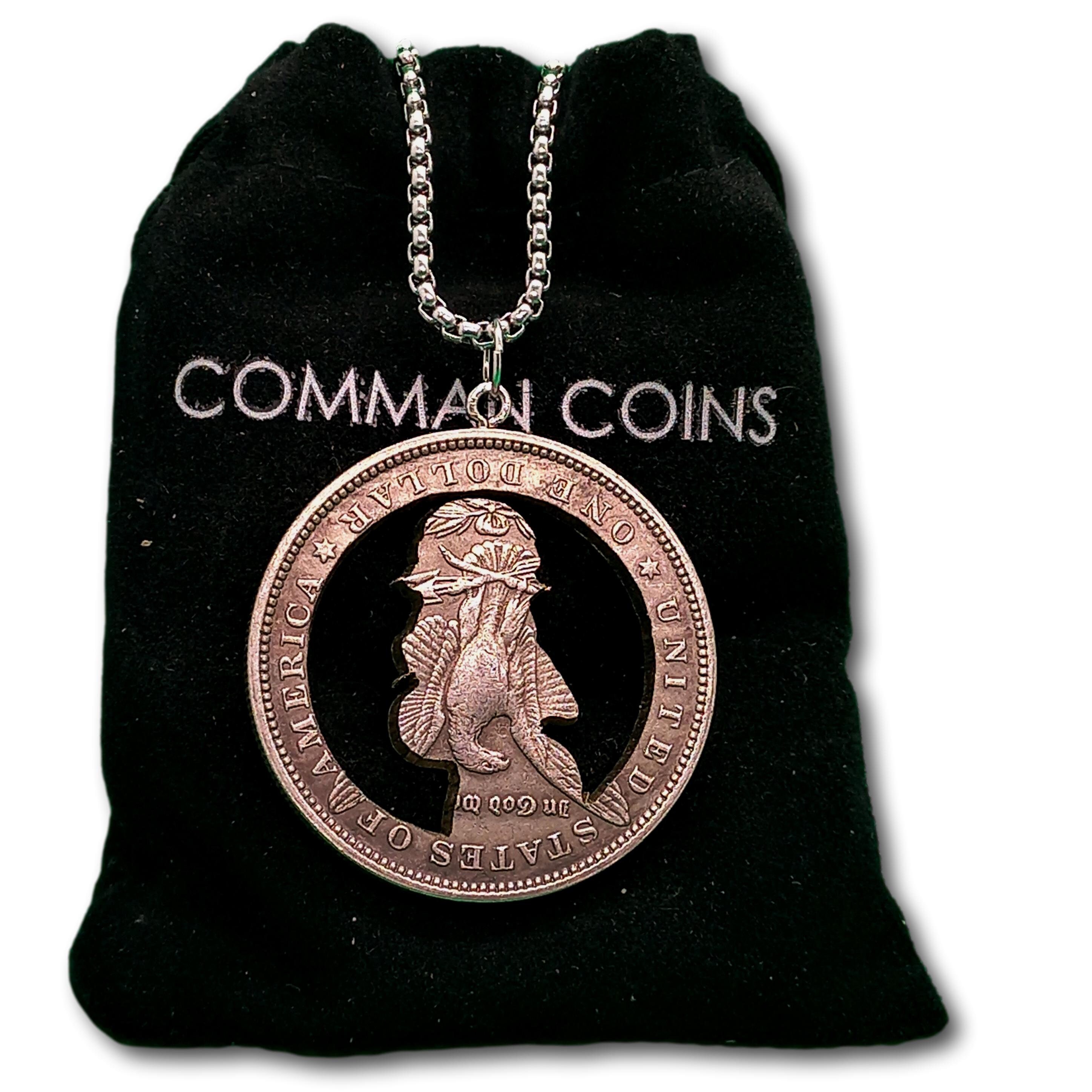 Hobo Hand Cut Coin Necklace Sexy Girl Dj Music Rave Anime Cosplay Hentai American Dollar Carved