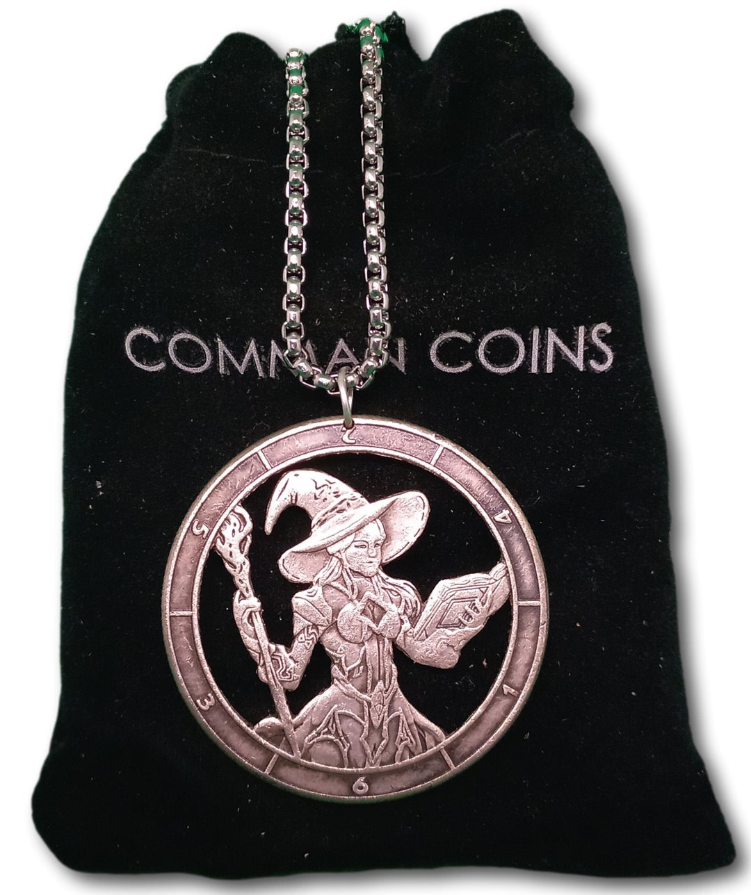 Cut Coin Hobo Coin Necklace Witch Dungeons and Dragons Game Token Book ...