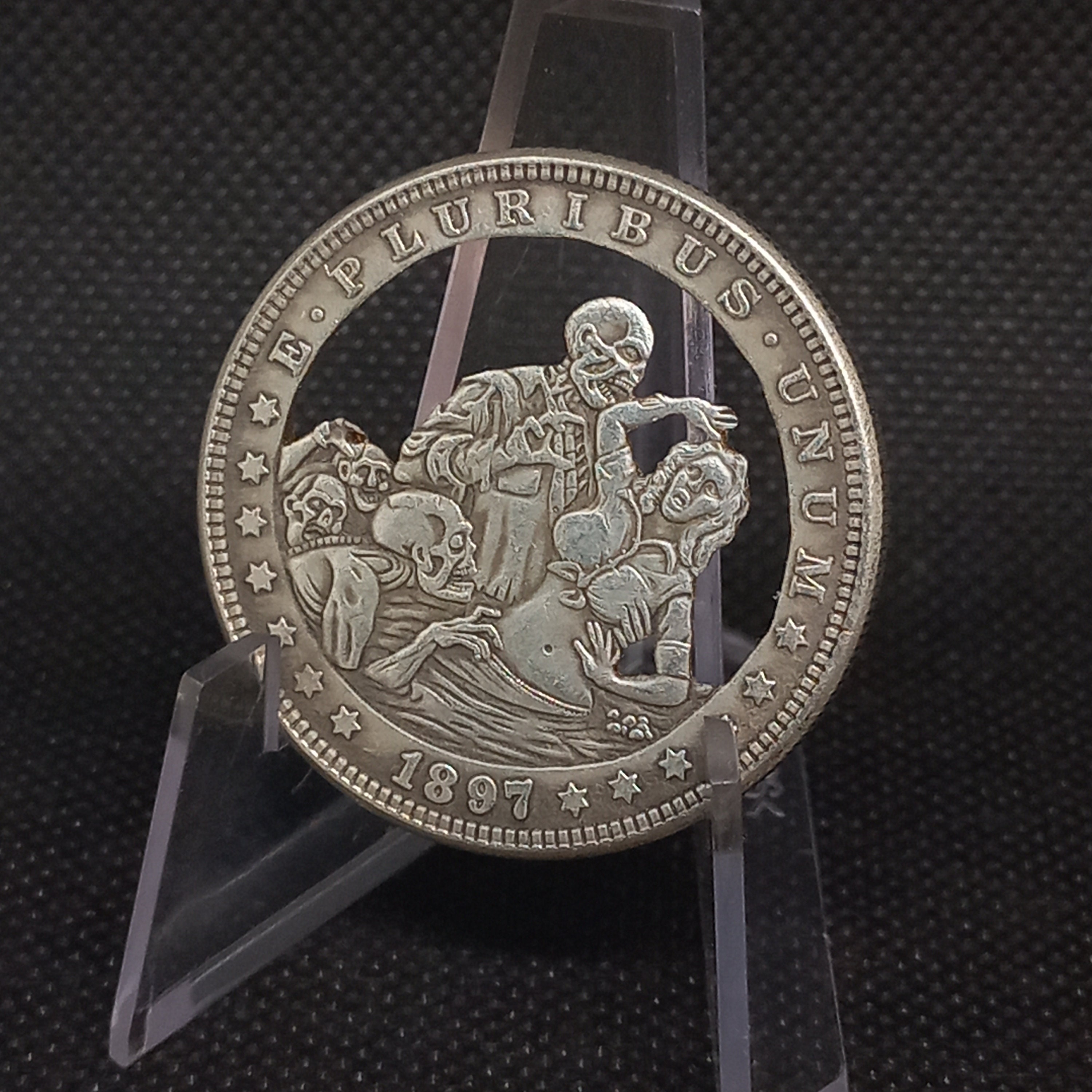 Hand Cut Hobo Coin Damsel in Distress Swamp Monsters Undead Zombies ...