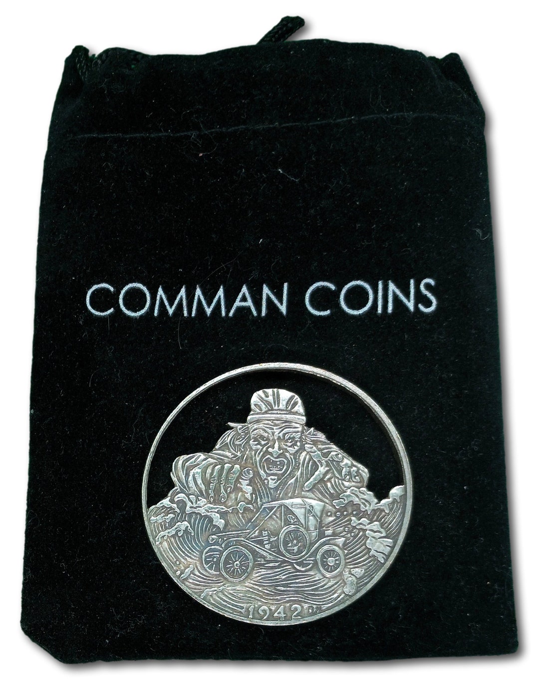 Hobo Coin Cut Coin Evil Witch Casting a Spell Old Car Art Dollar ...