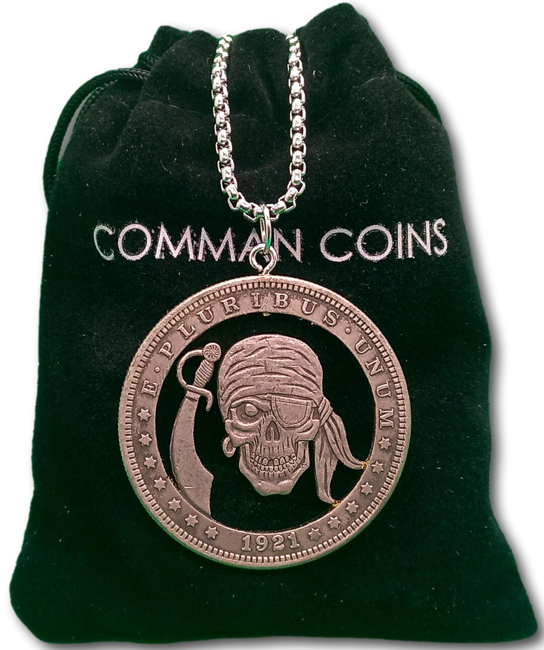 Hobo Cut Coin Necklace Skull Pirate Navy Army Military Skeleton ...