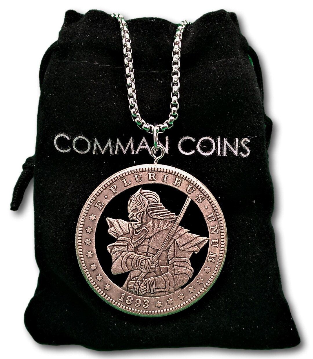Hand Cut Hobo Coin Necklace Japan Japanese Samurai Warrior War Handmade ...