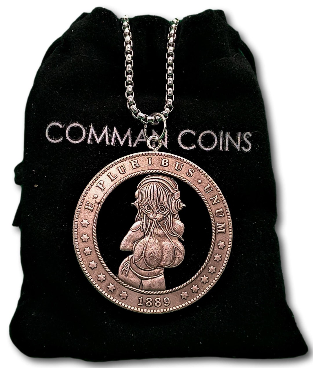 Hobo Hand Cut Coin Necklace Sexy Girl DJ Music Rave Anime Cosplay ...
