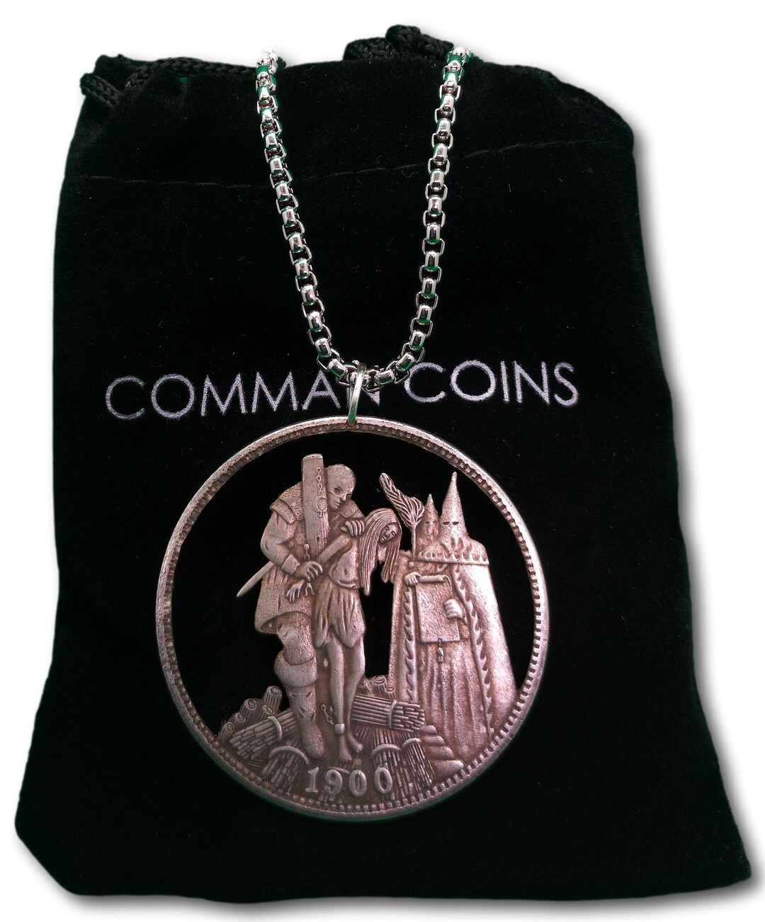 Cut Coin Hobo Coin Necklace Salem Witch Trials Inquisition Witchcraft ...