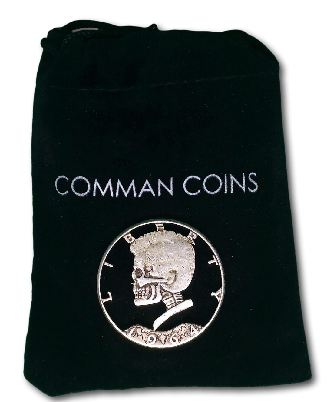 1964 Hobo Coin Cut Coin Skull JFK President Kennedy Vintage Gothic Punk ...