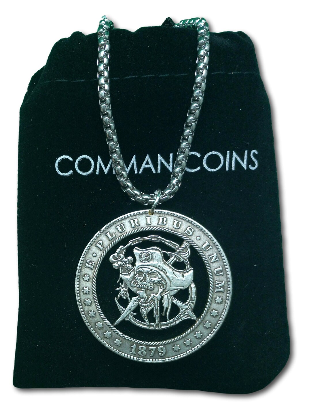 Cut Coin Hobo Coin Necklace Skull Pirate Treasure Island Gothic Art ...