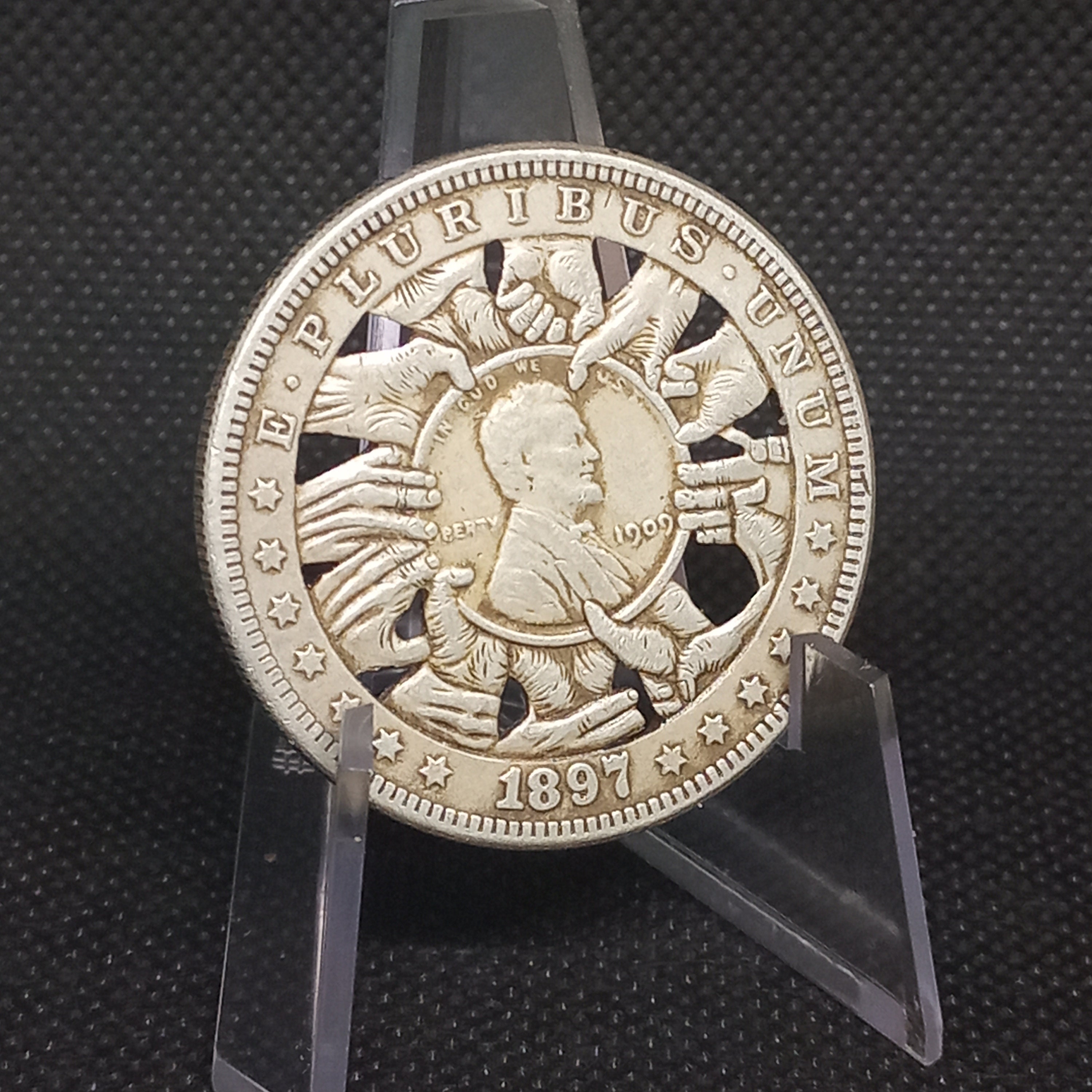 Hand Cut Hobo Coin Penny the Many Hands of Abraham Lincoln - Etsy