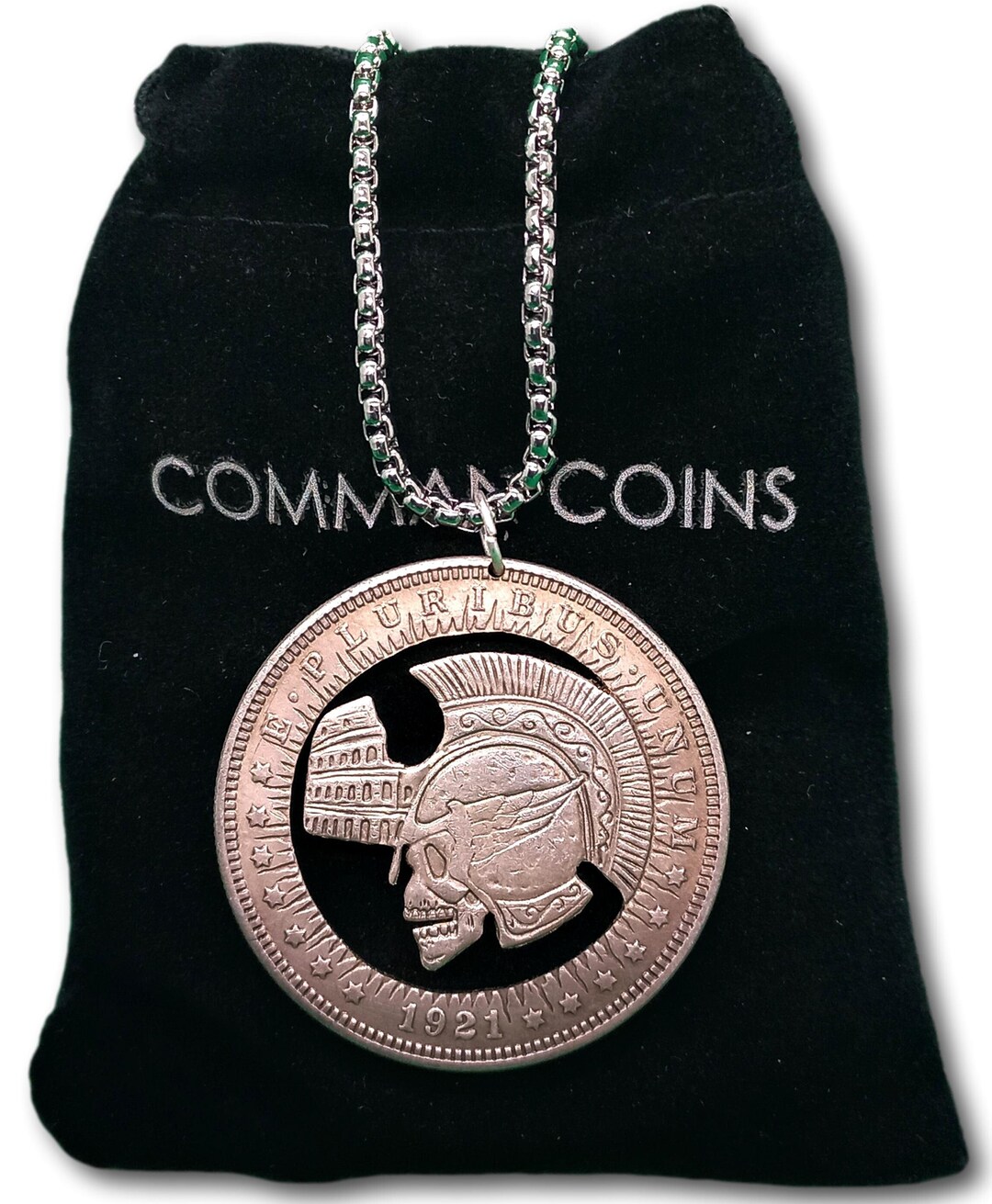 Cut Coin Hobo Coin Necklace Skull Gladiator Roman Amphitheater US ...