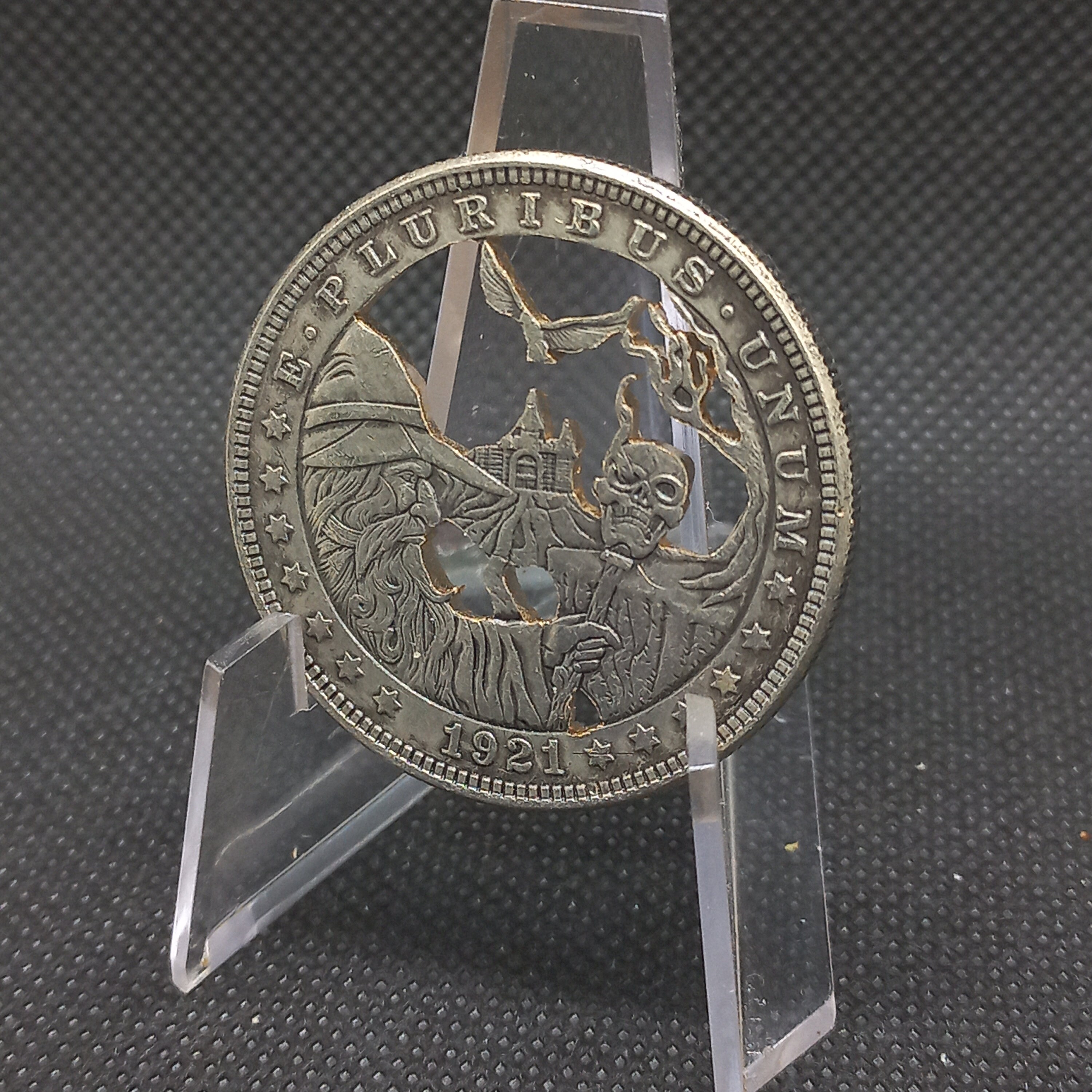 Hobo Cut Coin Medieval Castle Dark Wizard Black Magic Skull Raven Goth ...