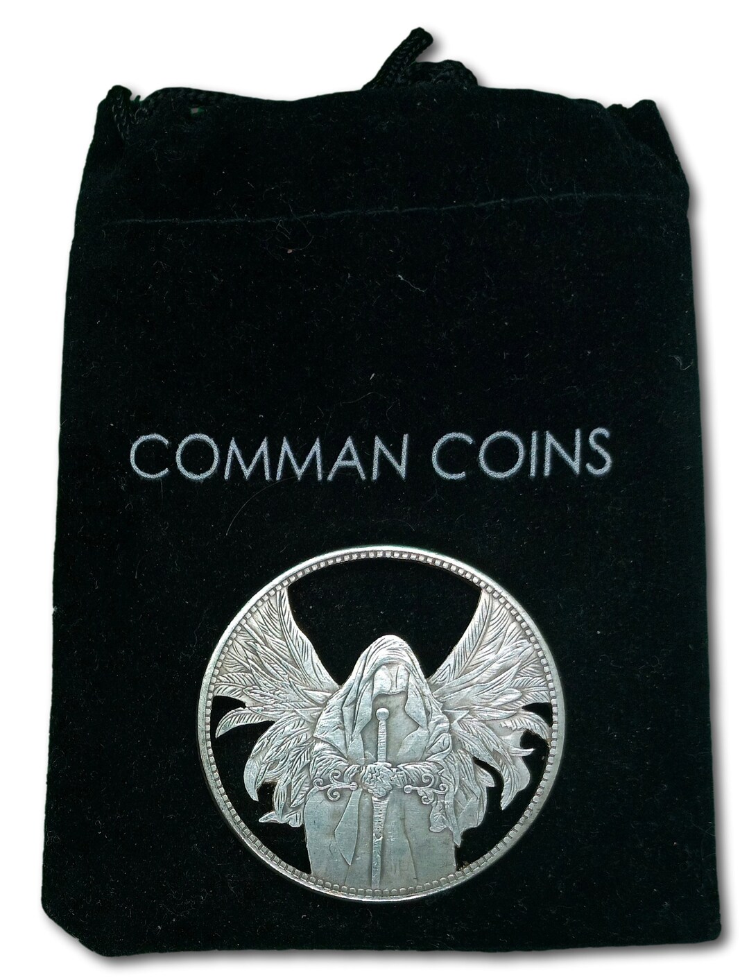 Hobo Coin Cut Coin Guardian Angel Holding Sword of God Heaven - Etsy