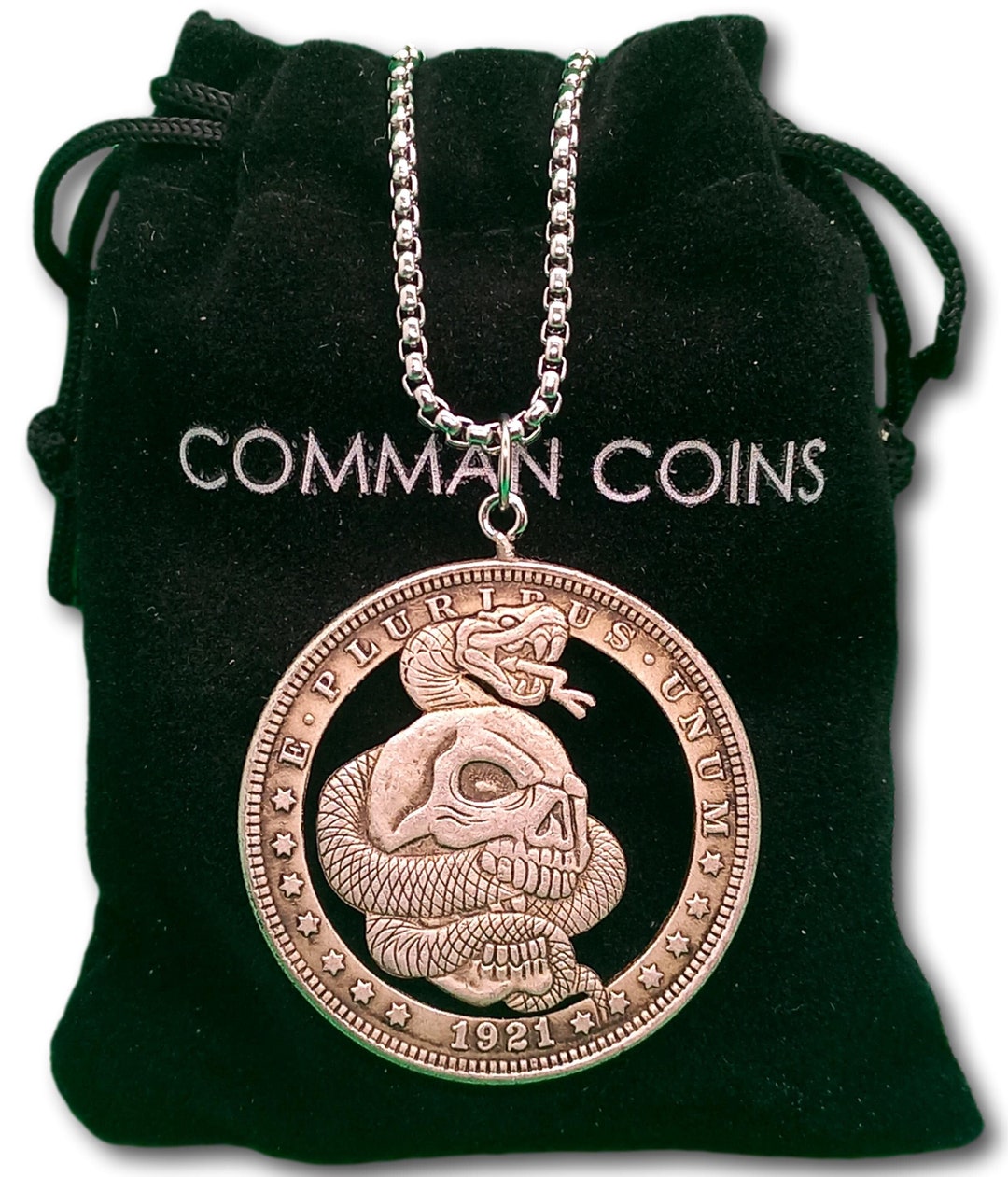 Hobo Cut Coin Necklace Skull Snake Viper Dark Magic Voodoo Witchcraft ...