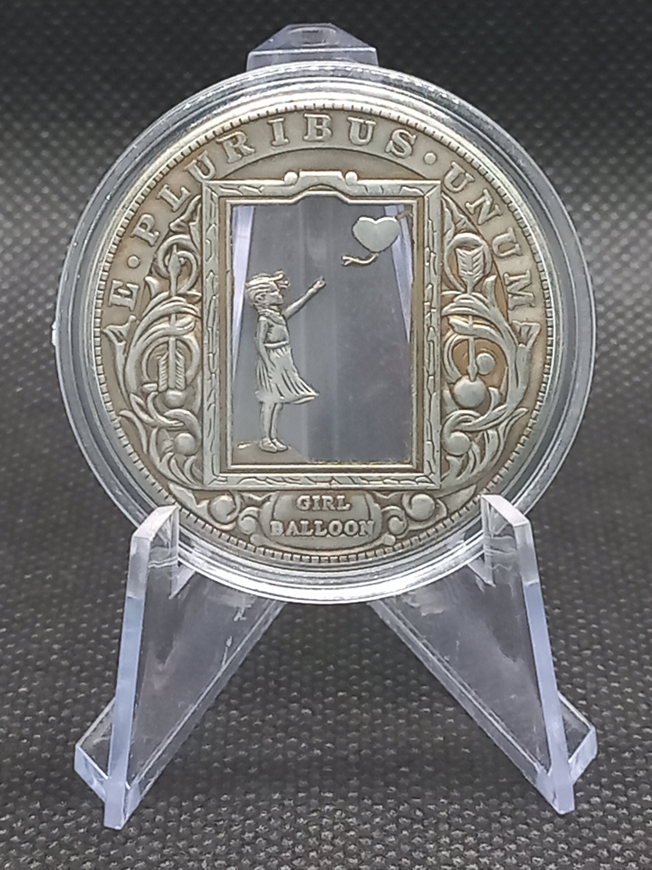 Hobo Cut Coin Roman Booteen Bansky Girl With Balloon Picture Frame ...