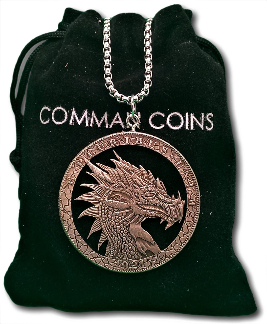 Hobo Cut Coin Necklace Medieval Dragon Ancient Fantasy Animal American ...