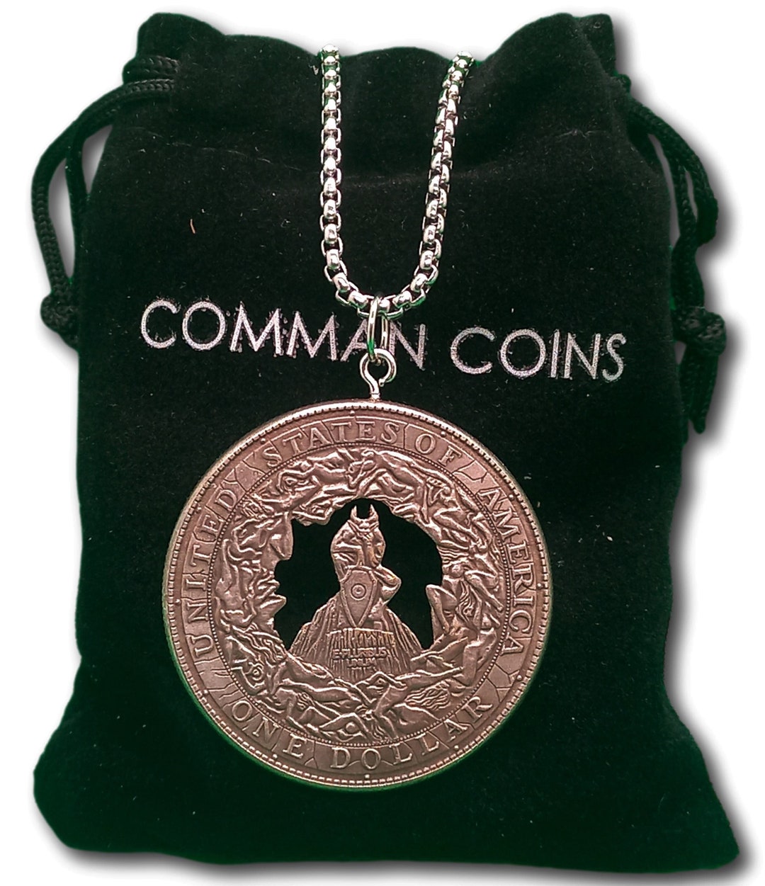 Hand Cut Hobo Coin Necklace Souls in Hell Lucifer Evil Satan Throne ...
