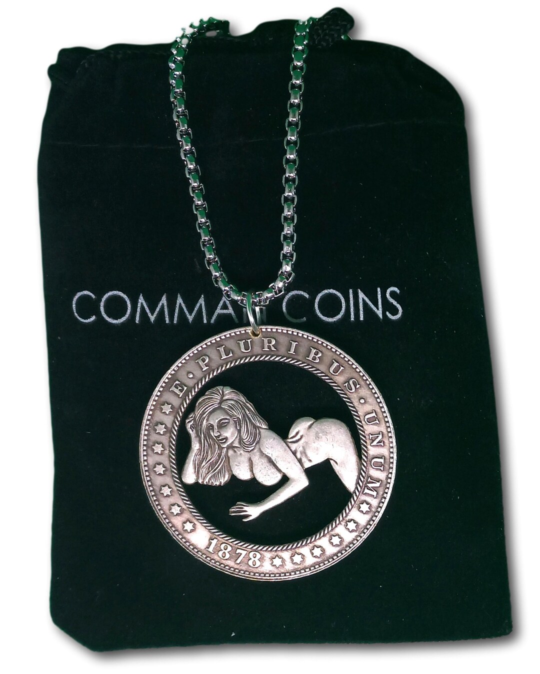 Cut Coin Hobo Coin Necklace Sexy Woman Laying Naked Boho American ...