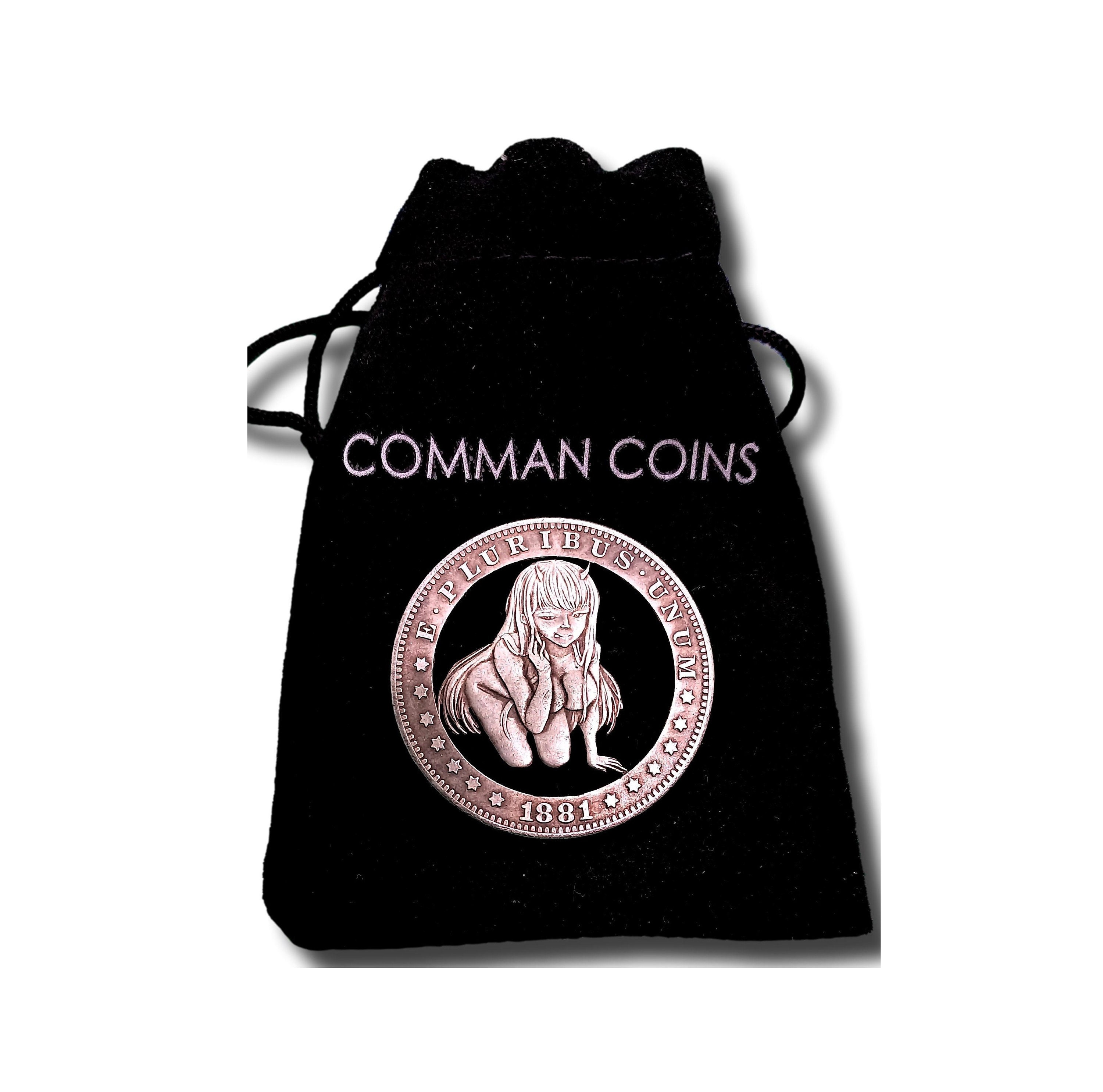 Hand Cut Hobo Coin Anime Love Demon Girl Dark Fantasy Gothic Hentai ...