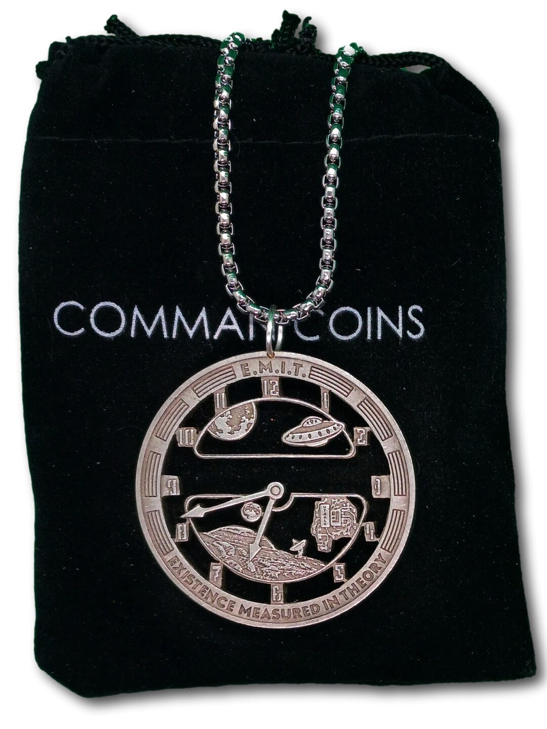 Cut Coin Hobo Coin Necklace EMIT Existence Measured in Theory Science ...