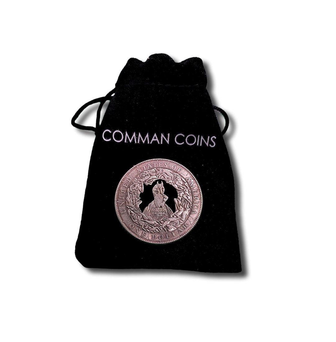 Hand Cut Hobo Coin Evil Lucifer Souls in Hell Satin Fantasy American ...