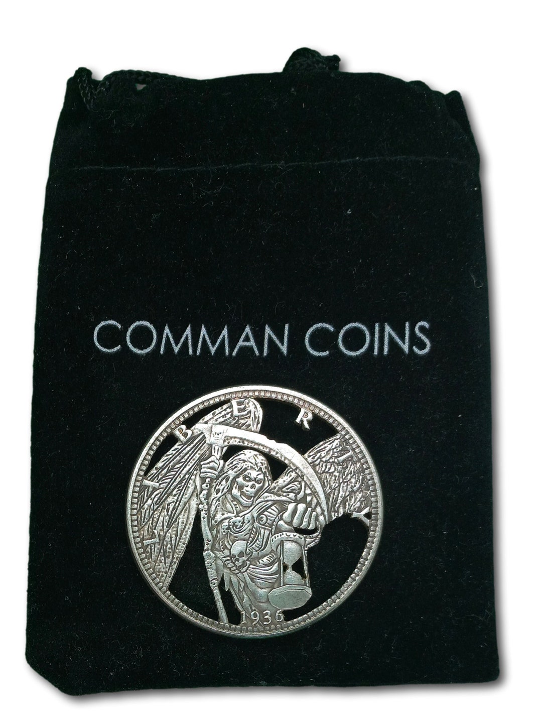 Hobo Coin Cut Coin Time is up Angel of Death Skull Goth Devil Evil Art ...