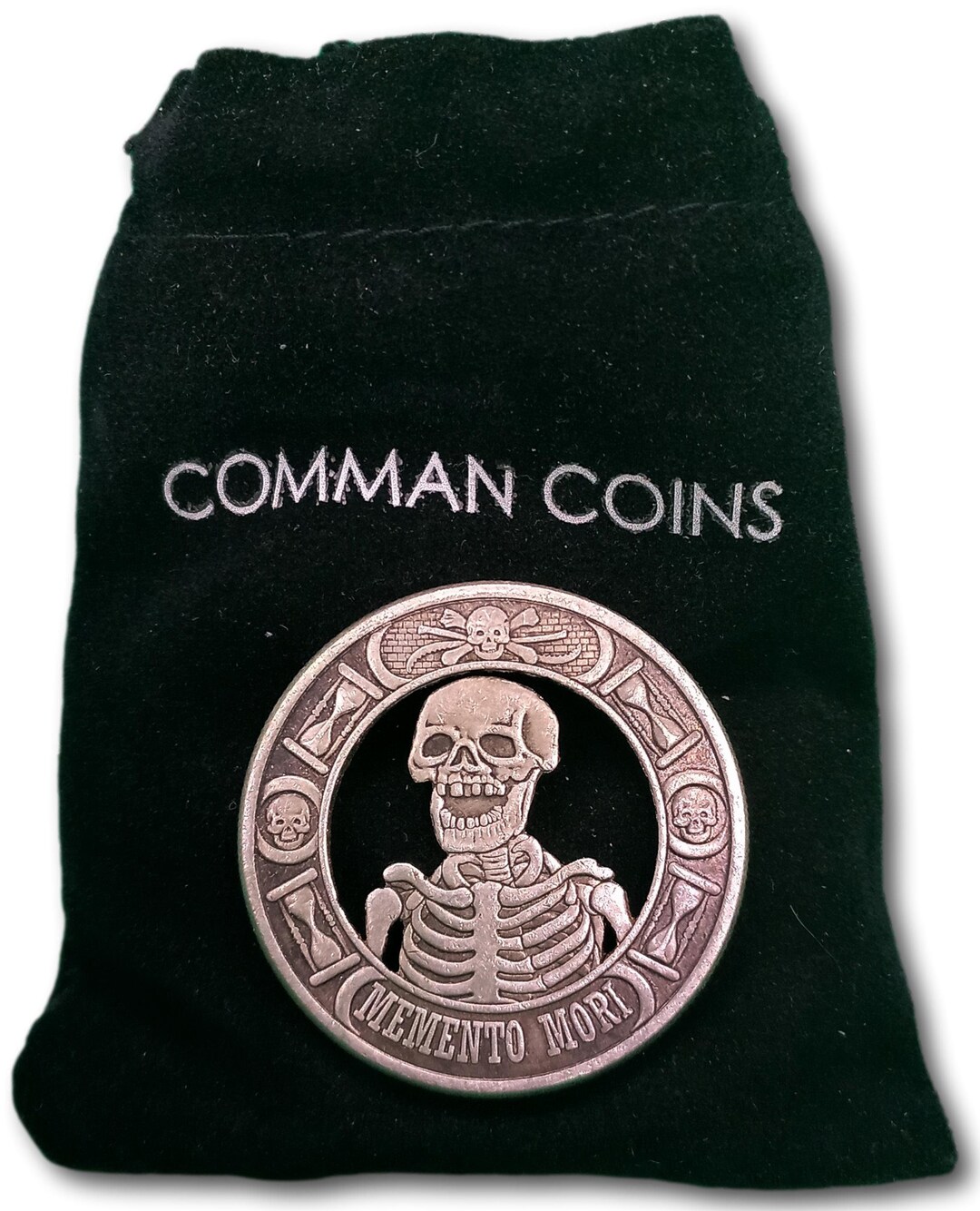 Hand Cut Hobo Coin Skeleton Memento Mori Skull Remember Fantasy ...