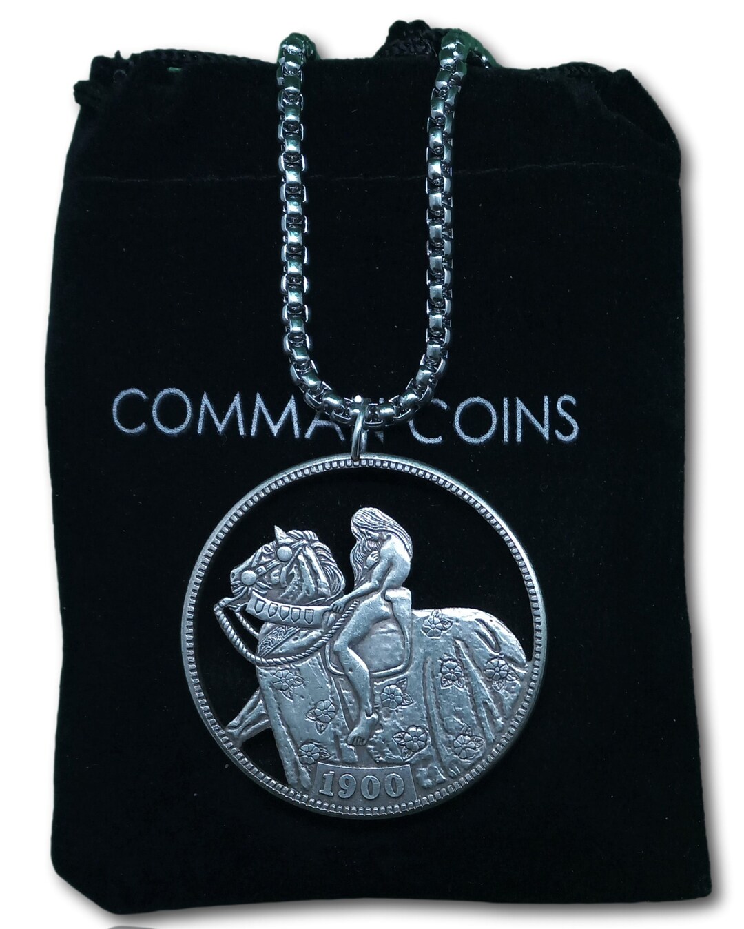 Cut Coin Hobo Coin Necklace Naked Joan of Ark Medieval Knight Warrior ...