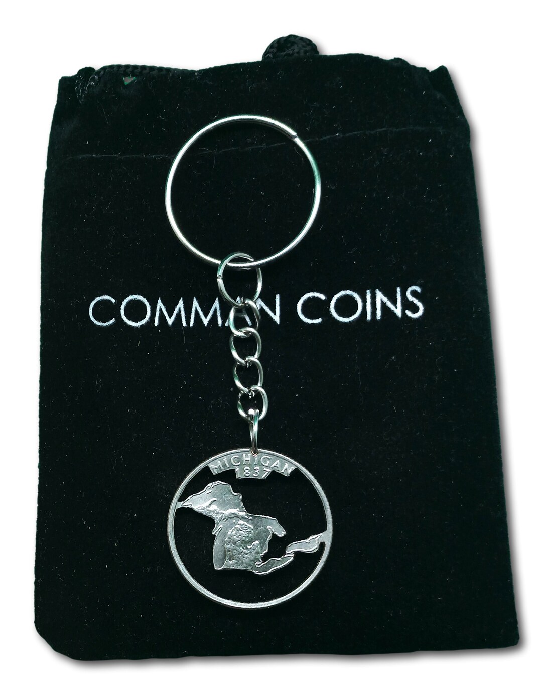 2004 Michigan Cut Coin Keychain US State Quarter the Great Lakes ...