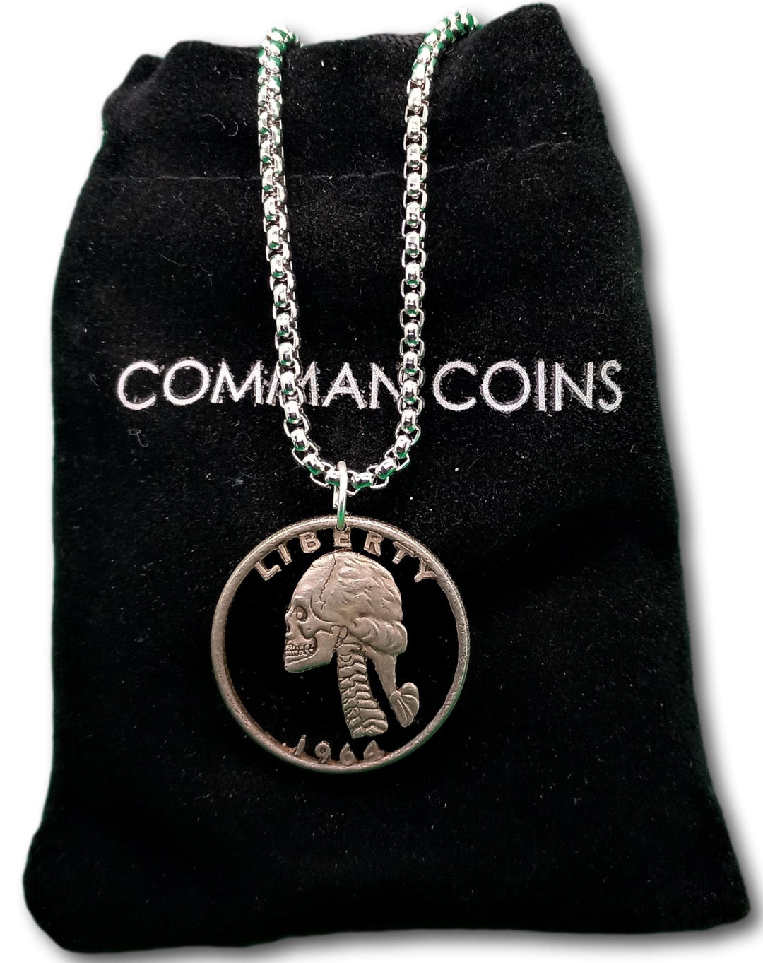 1964 Hobo Cut Coin Skull Quarter Skeleton Gentleman Cosplay Fantasy US ...