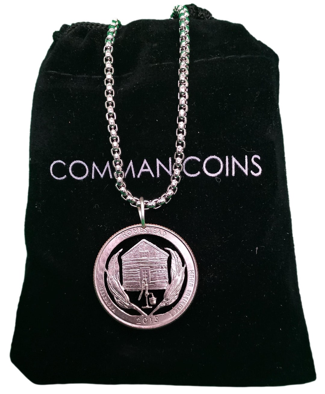 2015 Nebraska Cut Coin Necklace State Quarter Homestead Settlers ...