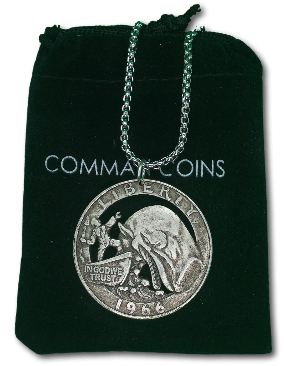 Cut Coin Hobo Coin Necklace Moby Dick Giant Whale Captain Ahab Book ...