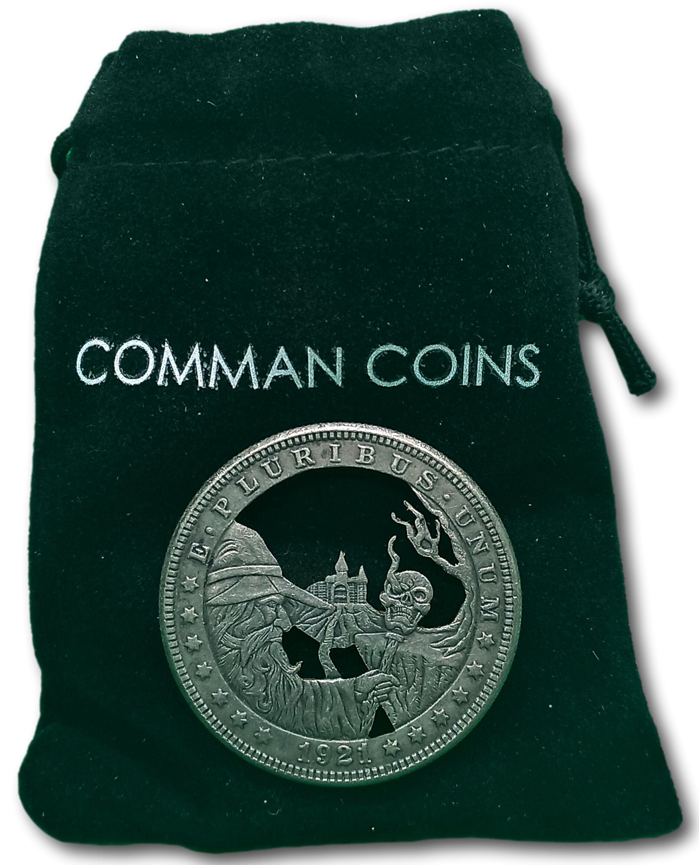 Hobo Cut Coin Medieval Castle Dark Wizard Black Magic Skull Goth Black ...