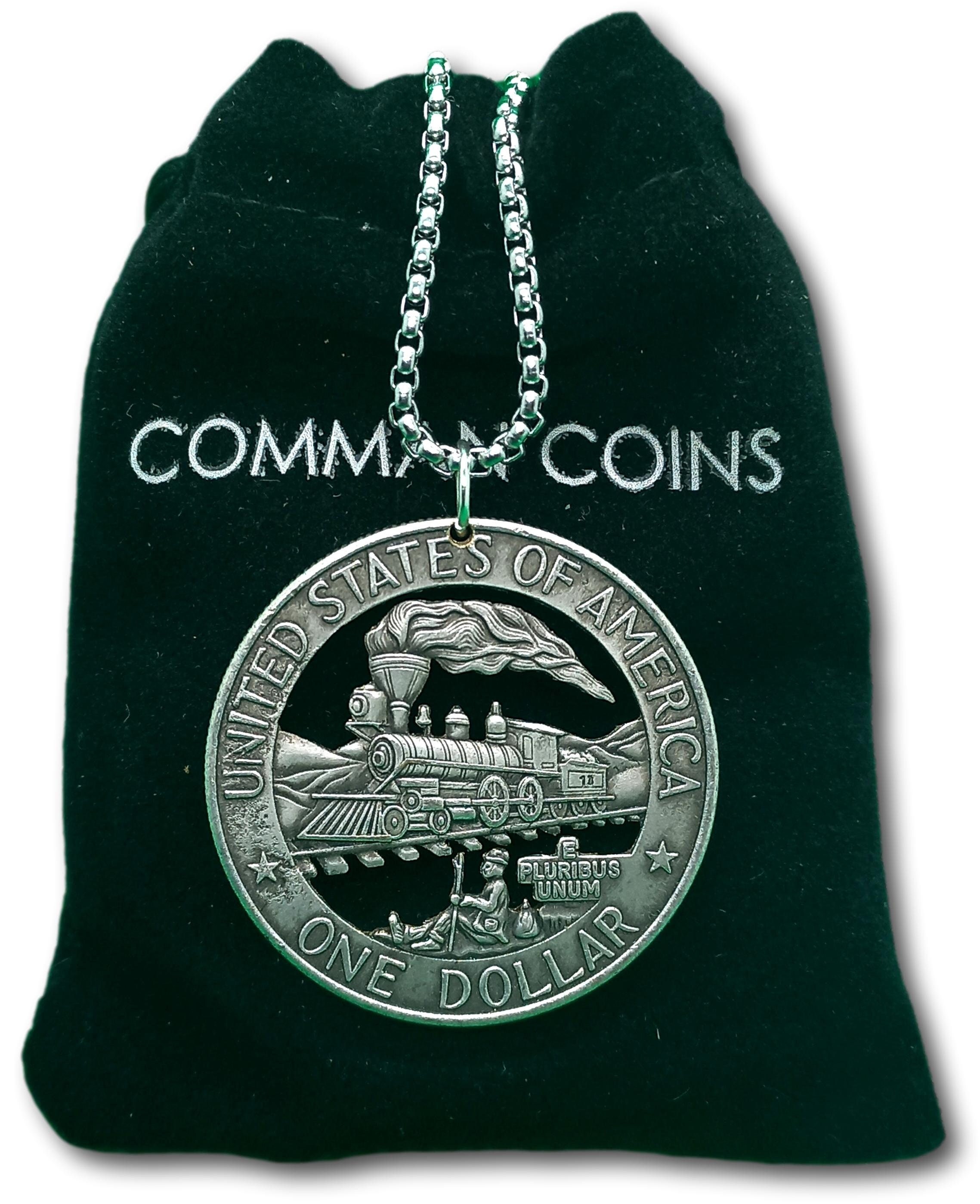 Cut Coin Hobo Coin Necklace Train Rail Road Tracks Homeless Man ...
