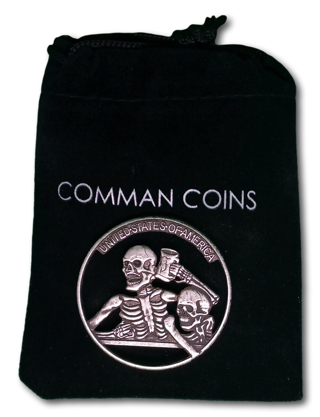 Hobo Coin Cut Coin Skeleton Drinking Buddies at the Bar Drunk Skull ...