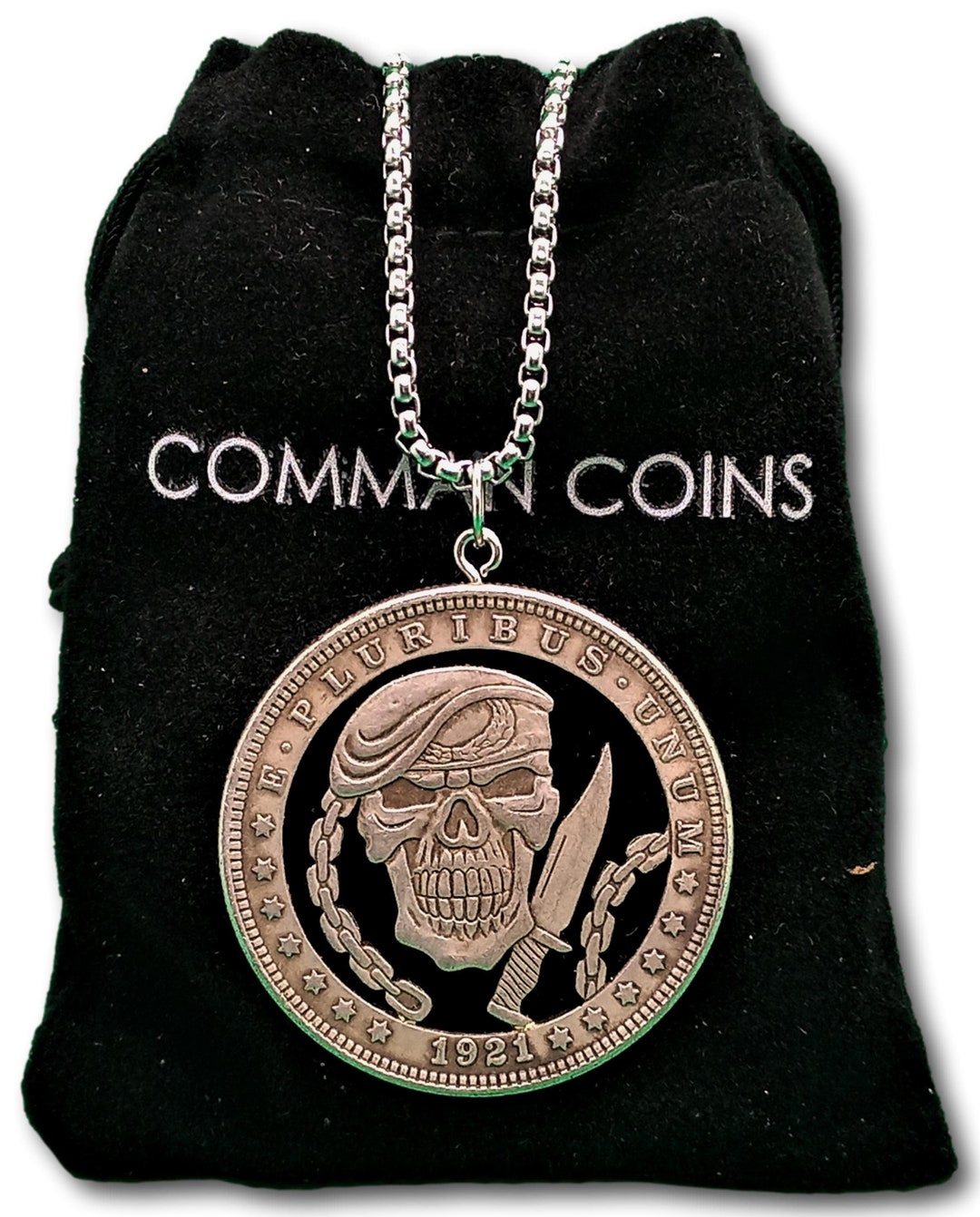 Hobo Cut Coin Necklace Skull Military Marines Army Vietnam War Veteran ...