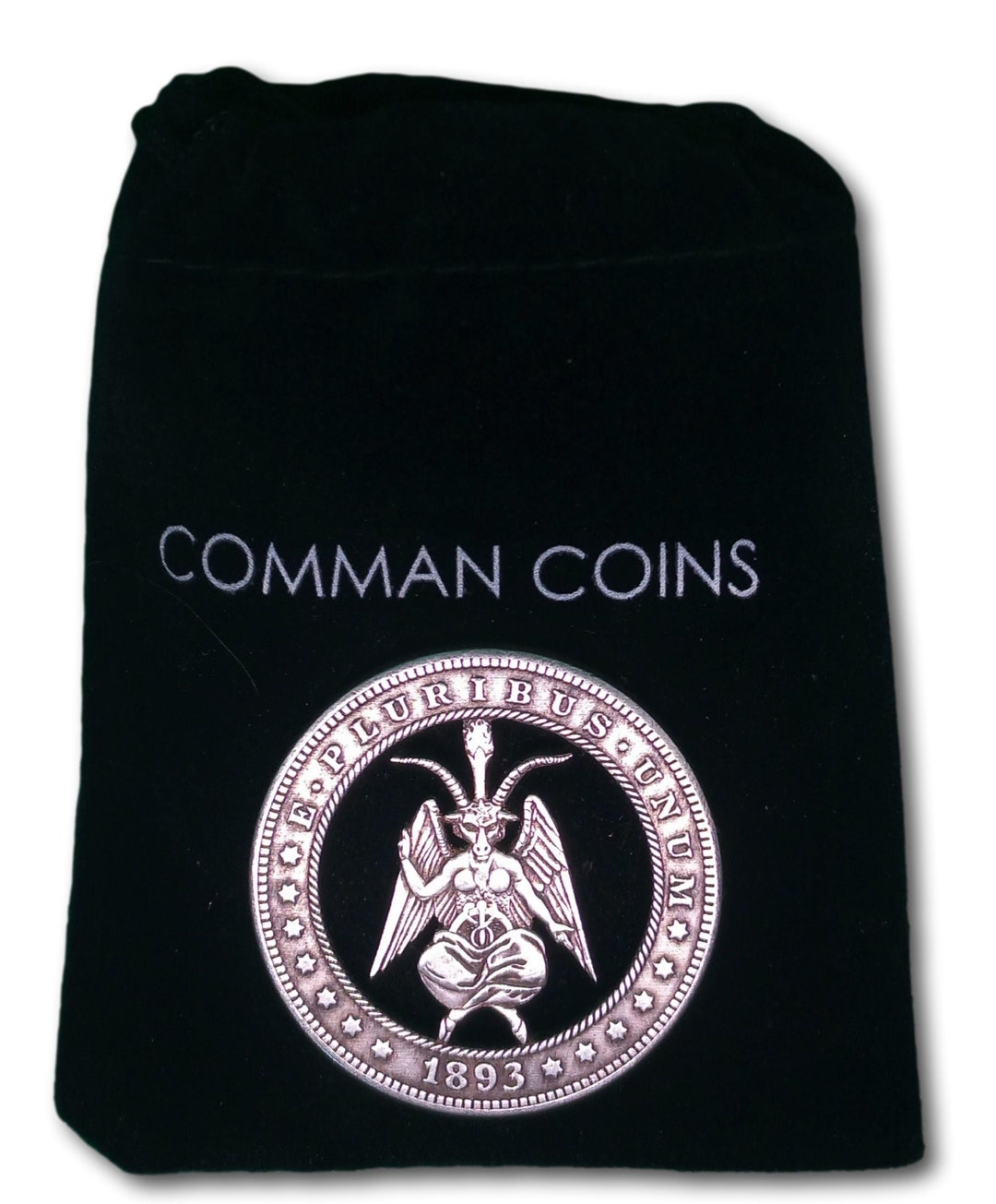 Hobo Coin Cut Coin Devil Sitting on Throne in Hell Lucifer Satin Gotic ...