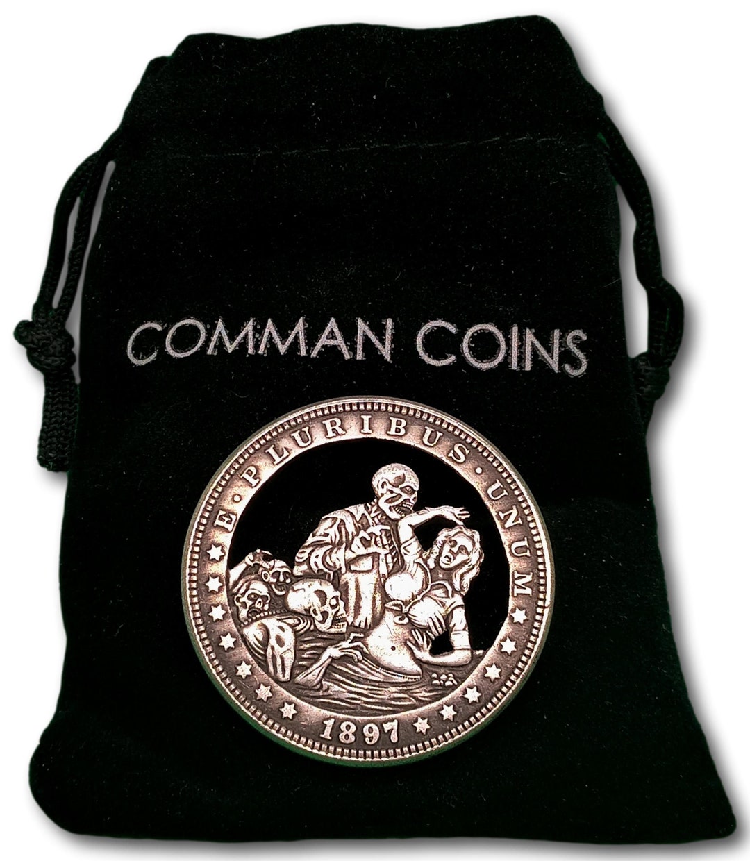 Hand Cut Hobo Coin Damsel in Distress Swamp Monsters Undead Zombies ...