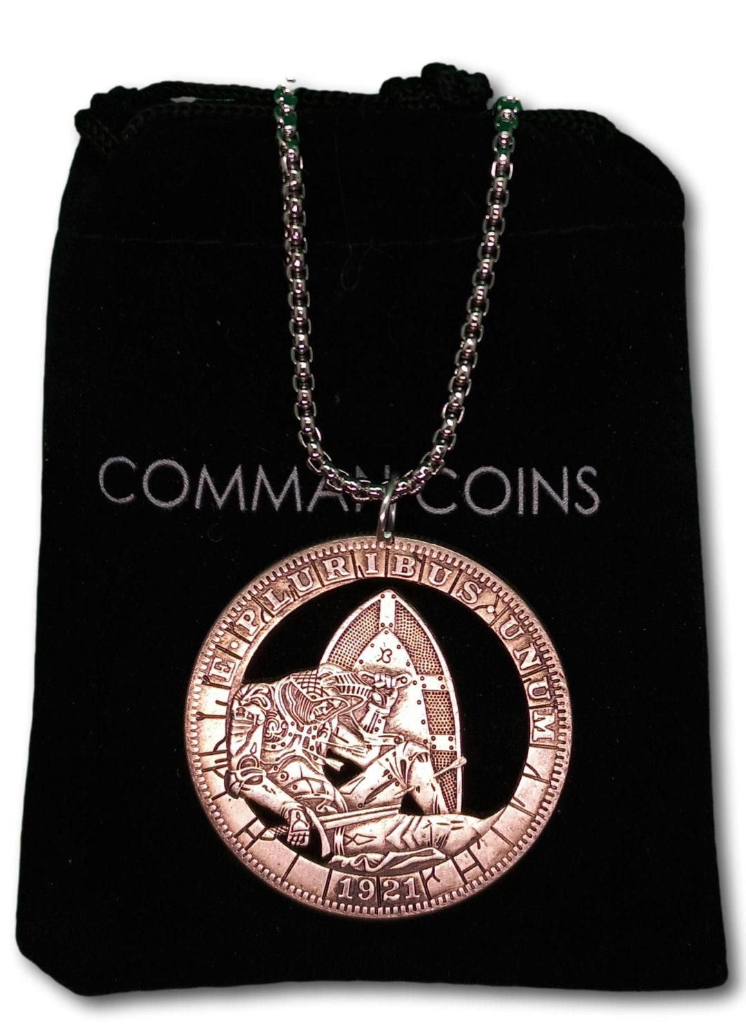 Hand Cut Coin Hobo Necklace Medieval Templar Knight Masonic America ...