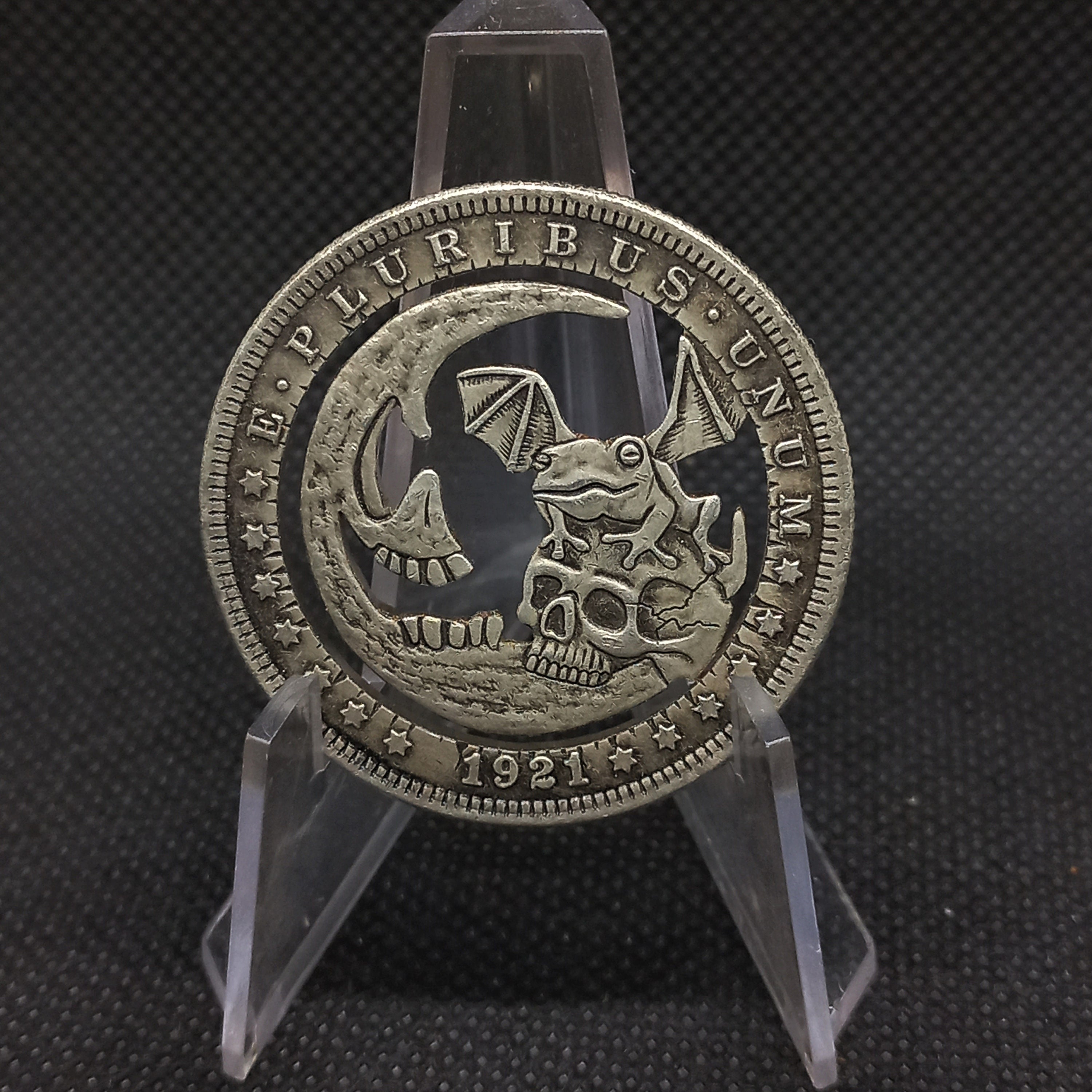 Hobo Cut Coin Dark Evil Night Half Moon Witchcraft Skull Goth Death ...