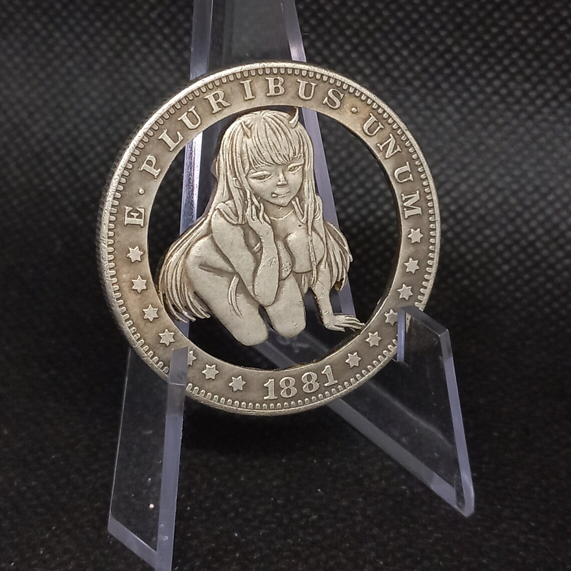 Hand Cut Hobo Coin Anime Love Demon Girl Dark Fantasy Gothic - Etsy