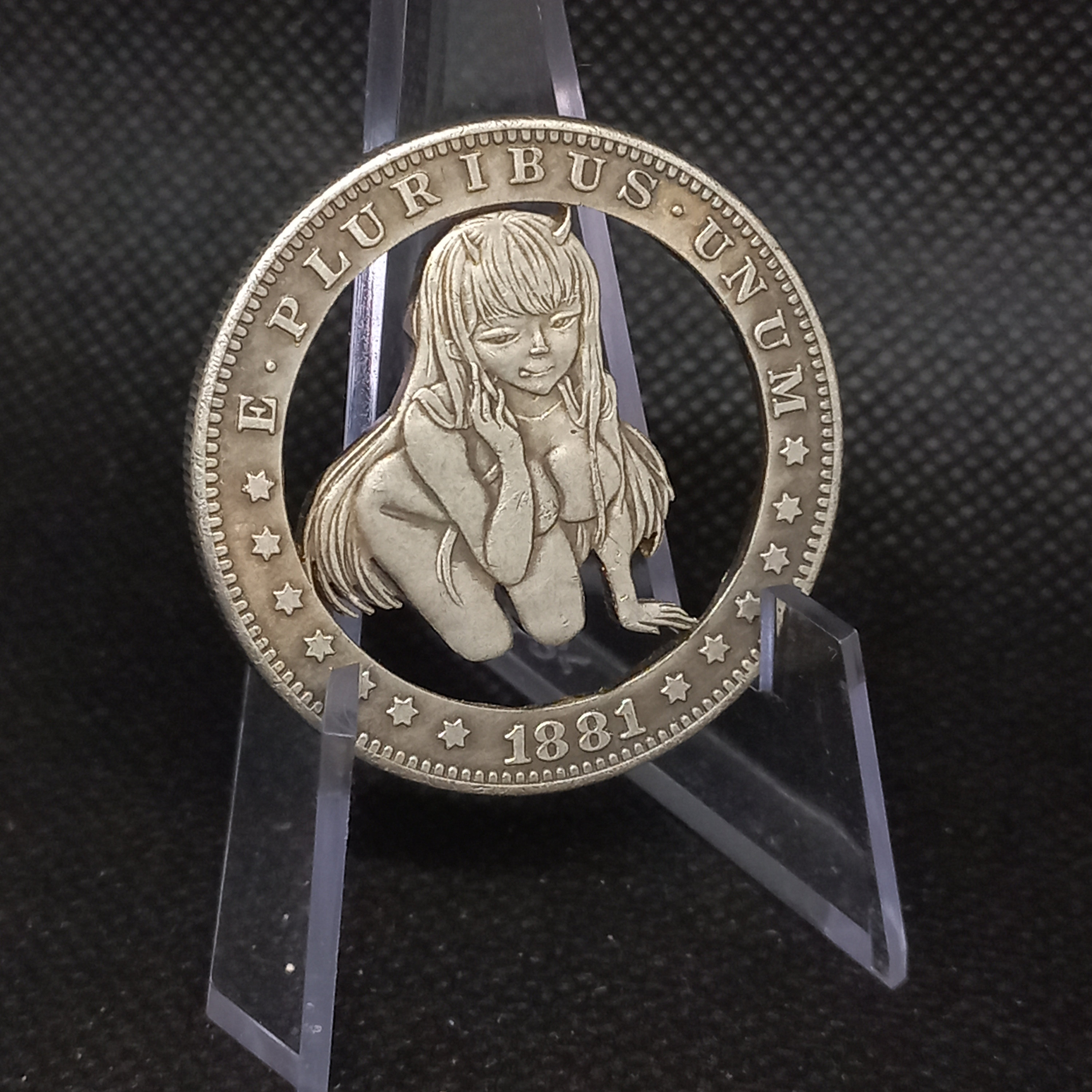 Hand Cut Hobo Coin Anime Love Demon Girl Dark Fantasy Gothic Hentai ...
