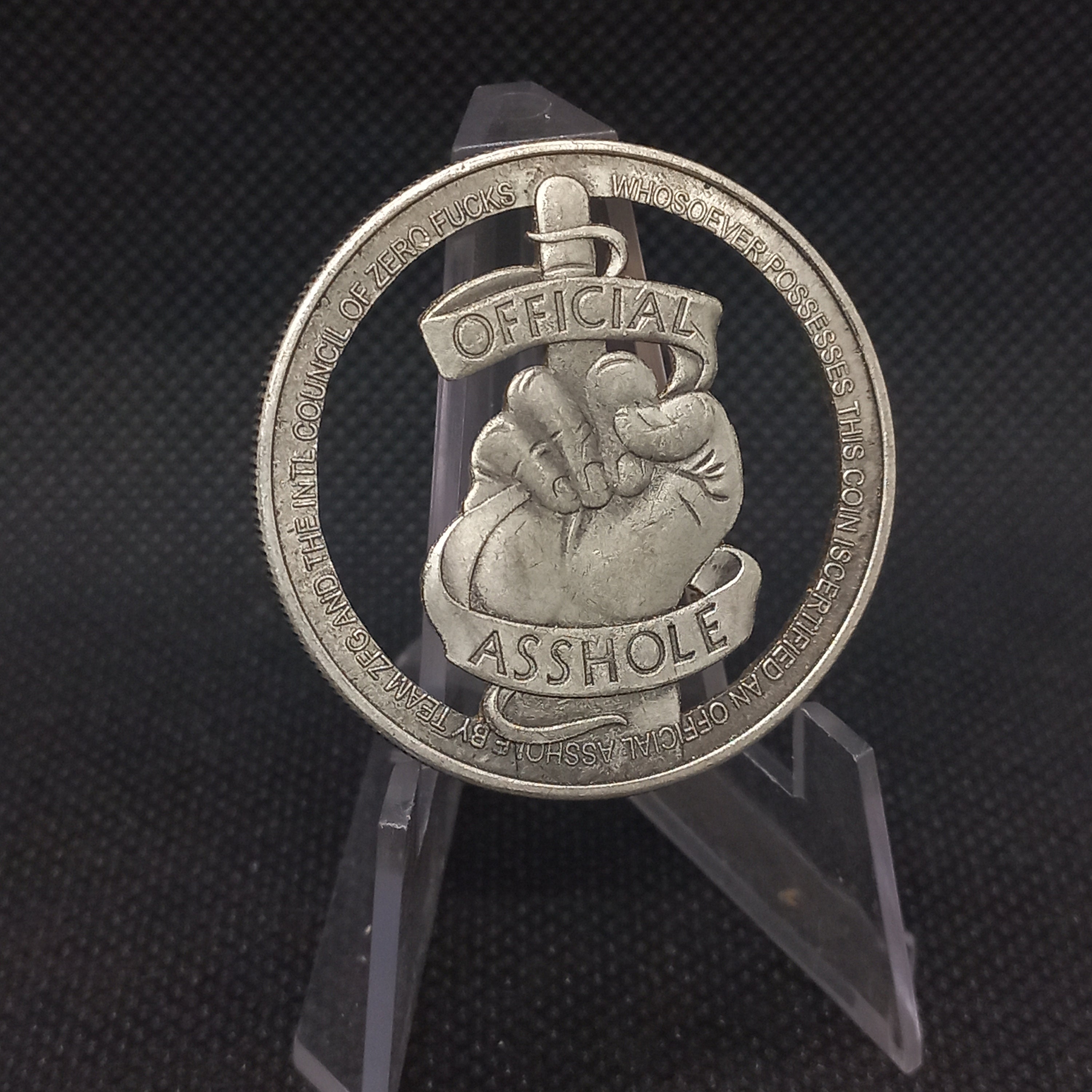 Hobo Cut Coin Official Asshole Middle Finger Statement Piece Funny ...