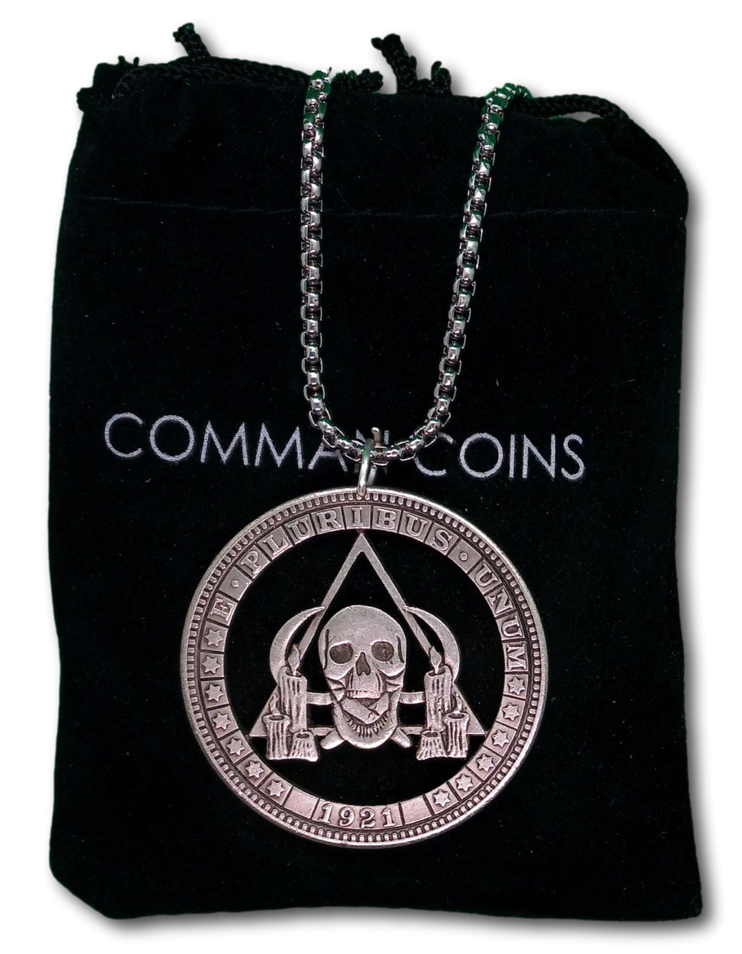 Cut Coin Hobo Coin Necklace Skull Pentagram Satanic Ritual Gothic ...