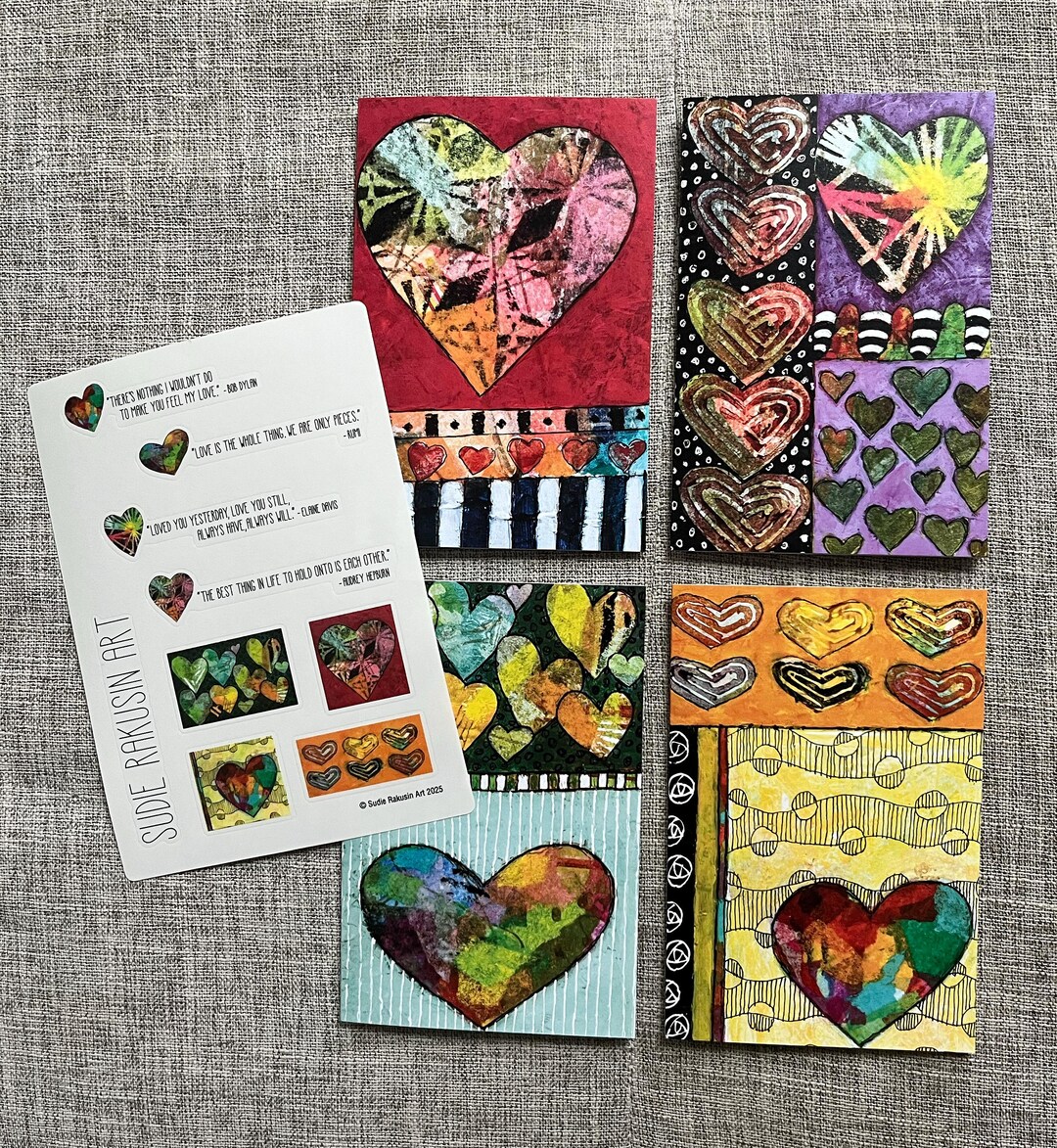 Heart Notecard and Sticker Set ~ Valentine's Day Cards ~ Heart ...