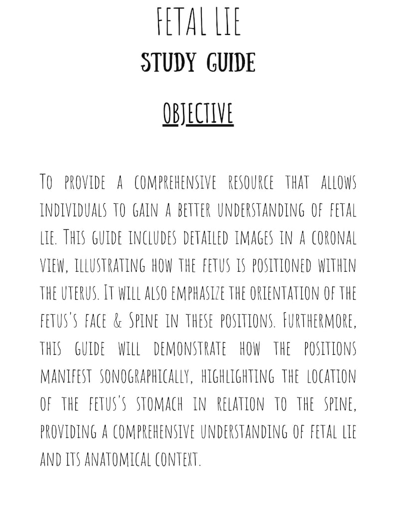 Ultrasound Study Guide: Fetal Lie / Fetal Situs - Etsy